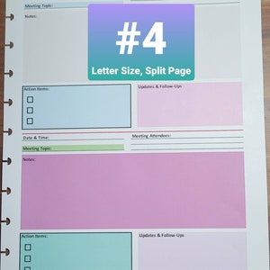 Color Meeting Note Pages for Discbound Notebooks, Arc, Tul, Planners ...