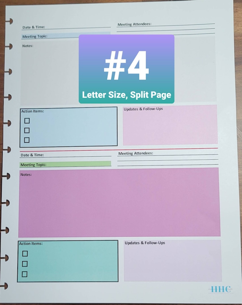Color Meeting Note Pages for Discbound Notebooks, Arc, Tul, Planners ...