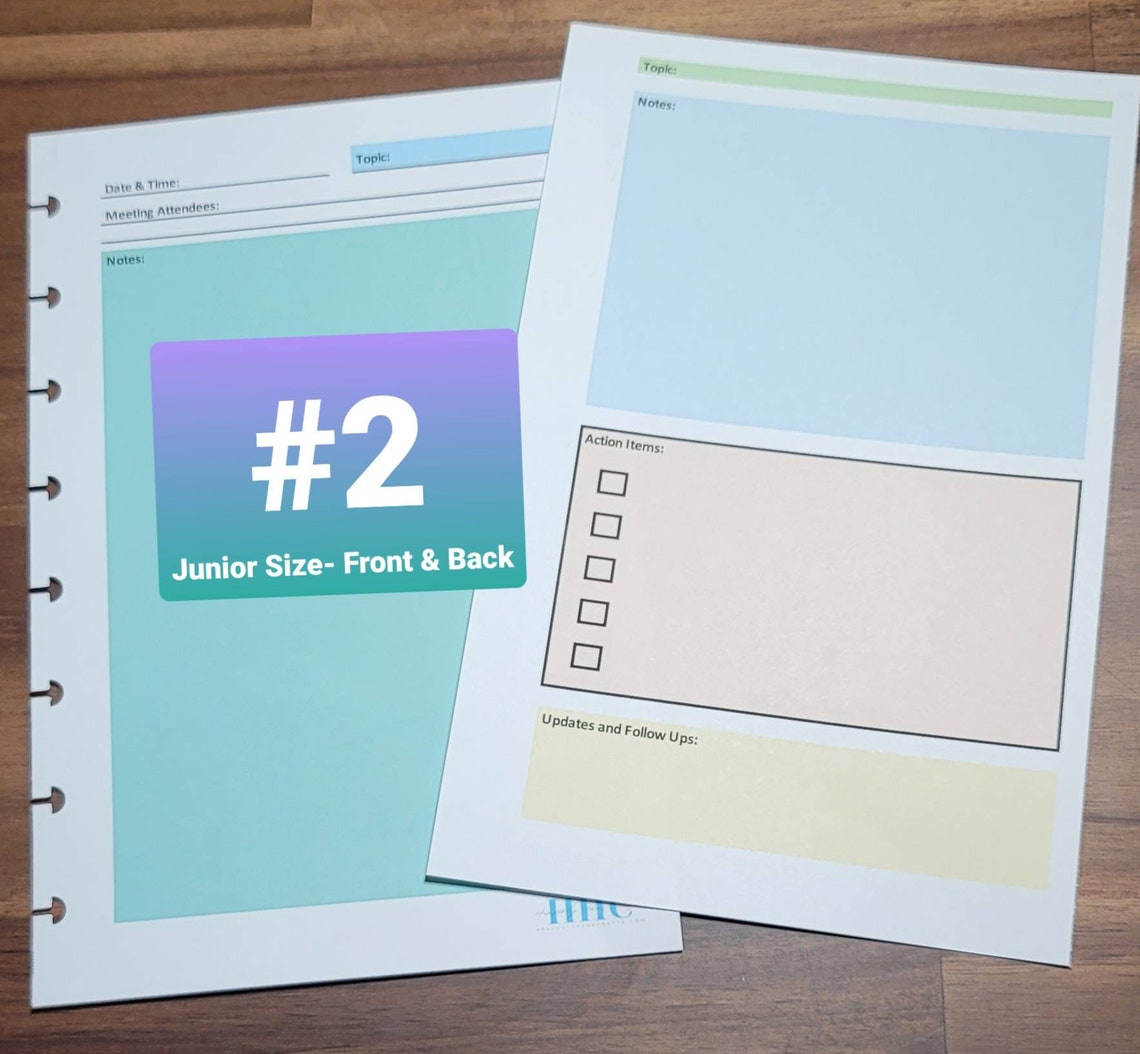 Color Meeting Note Pages for Discbound Notebooks, Arc, Tul, Planners ...