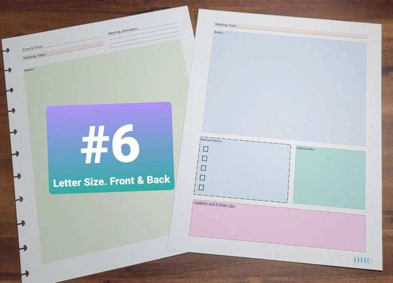 Color Meeting Note Pages for Discbound Notebooks, Arc, Tul, Planners ...