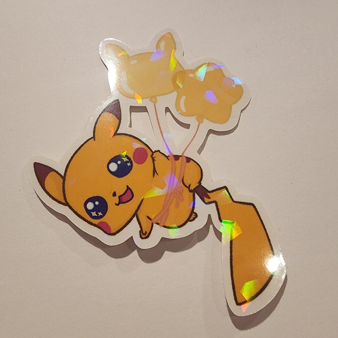 Floating Balloon Pika Pika Pikachu Holographic Sticker - Etsy