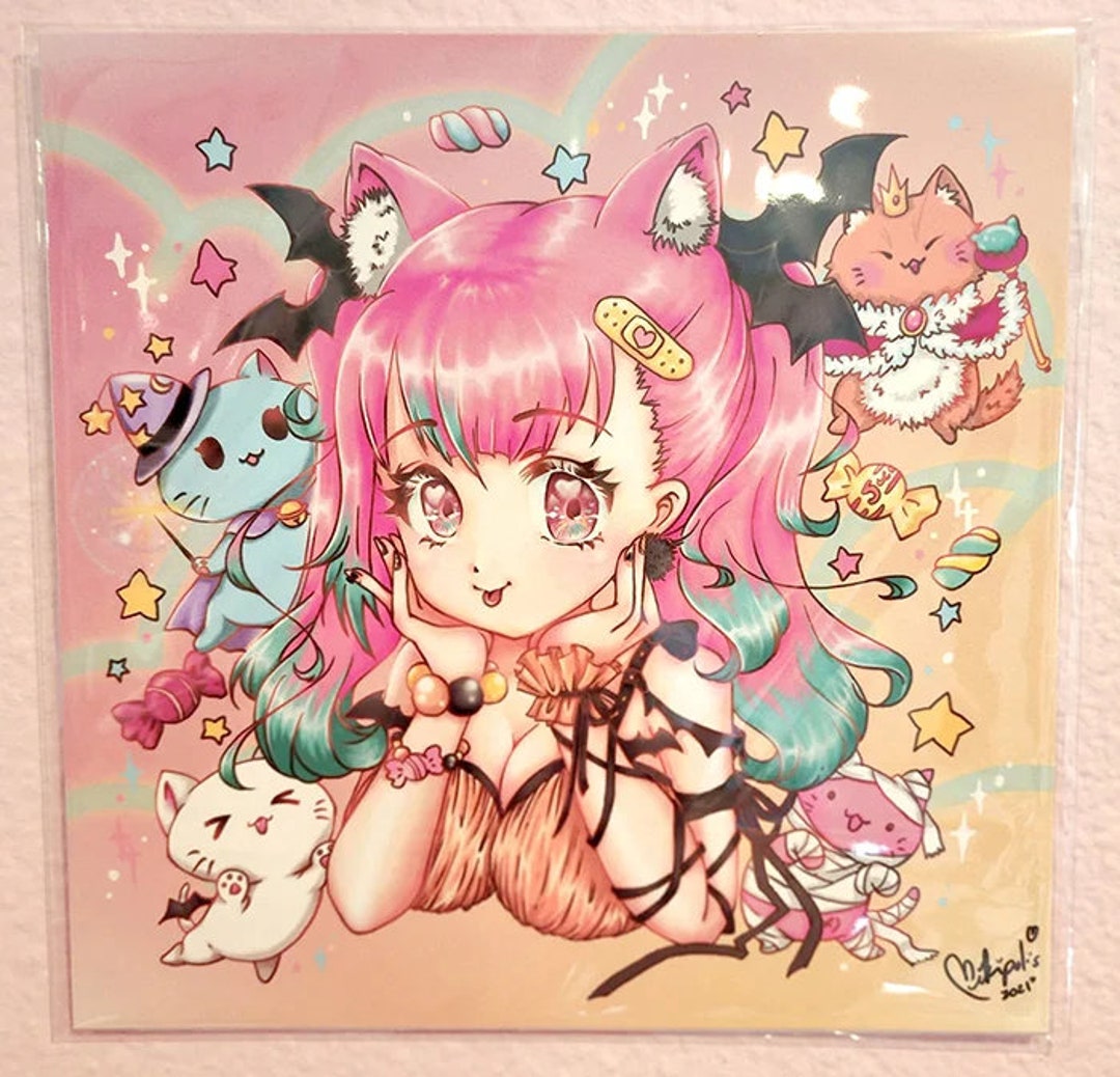 Neko Kiririn Halloween Art Print - Etsy