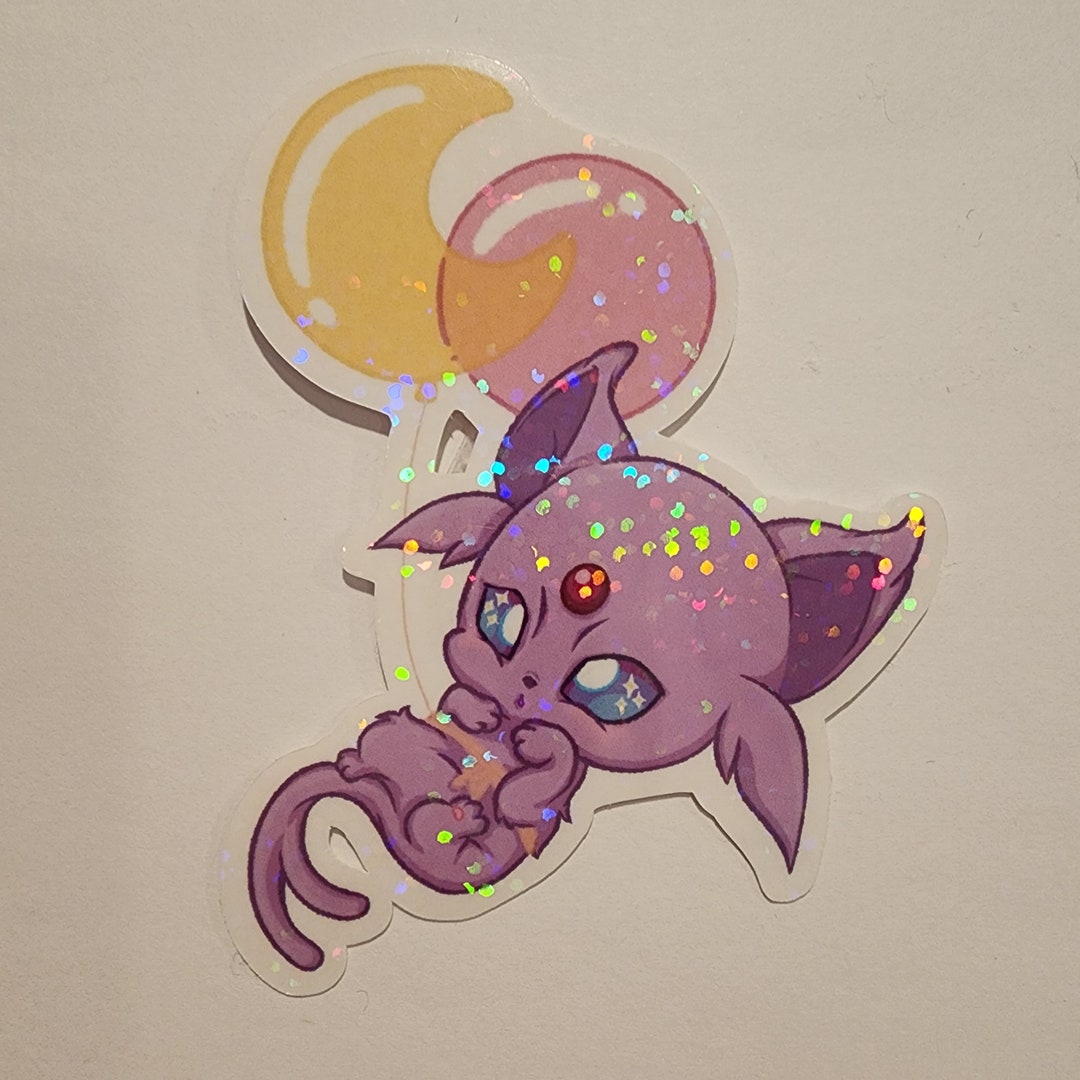 Floating Balloon Espeon Holographic Sticker - Etsy