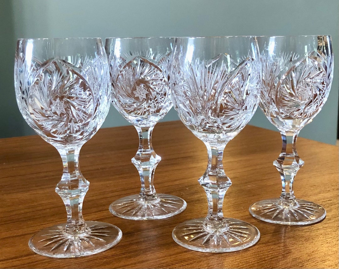 American Cut Crystal Stemware Barbara Pattern Hand Blown Cordial Glass ...