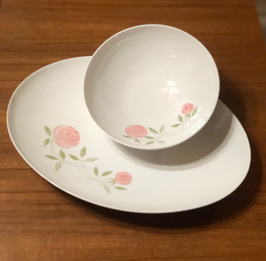 Franciscan Pink-a-dilly Pink Roses Mid Century Dinnerware Serve Ware ...