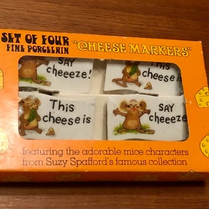 Enesco Porcelain Mouse Cheese Wedge Name Markers Write-on by Suzy ...