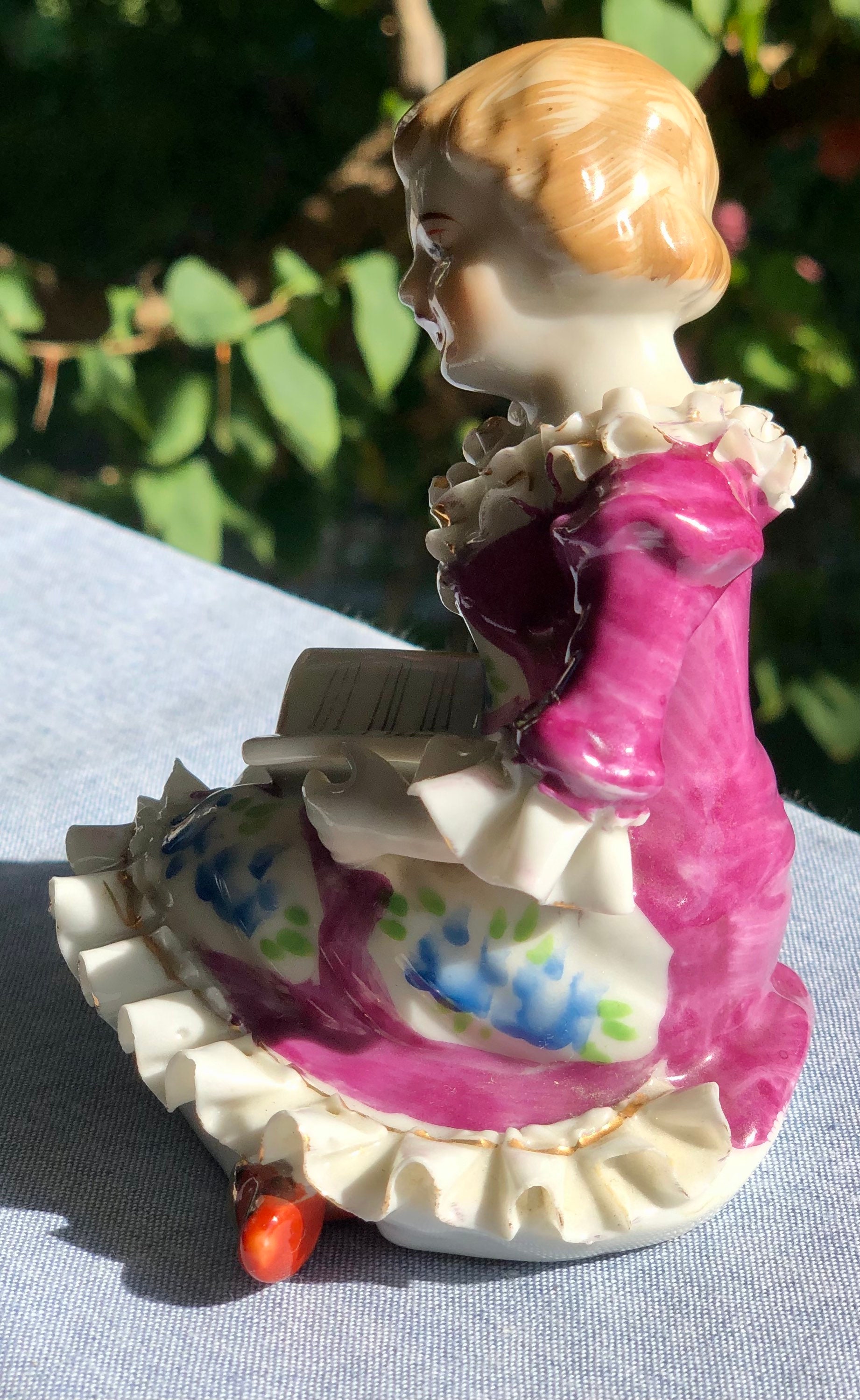 Betson China Figurine Vintage Antique Girl in Pink Dress W/flower ...