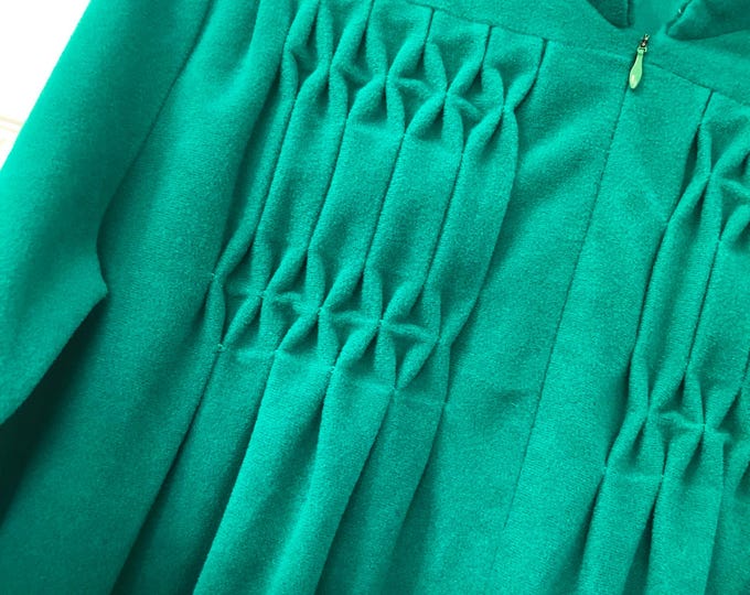 Vintage Kayser Robe Housecoat Emerald Green Smocked Chest Velour ...