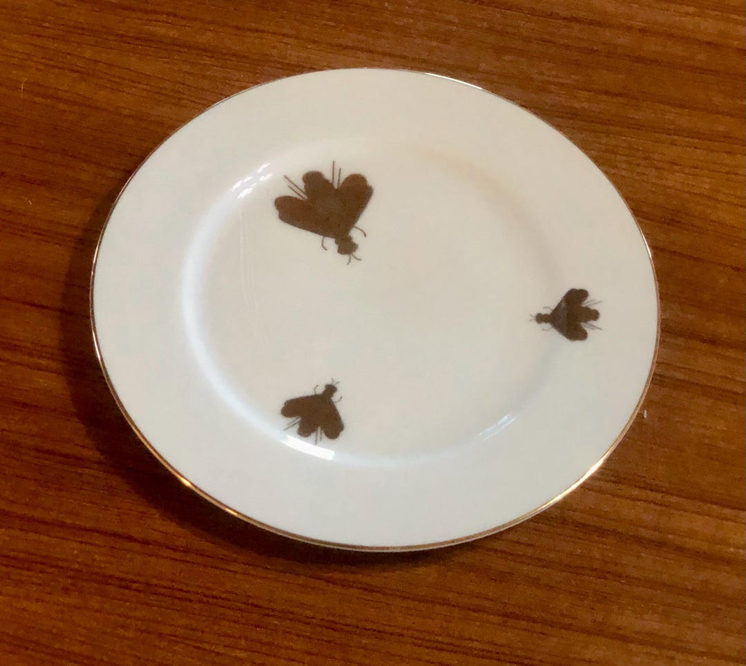 Vintage Napoleonic Bee Plate, Mid Century White Porcelain With Gold ...