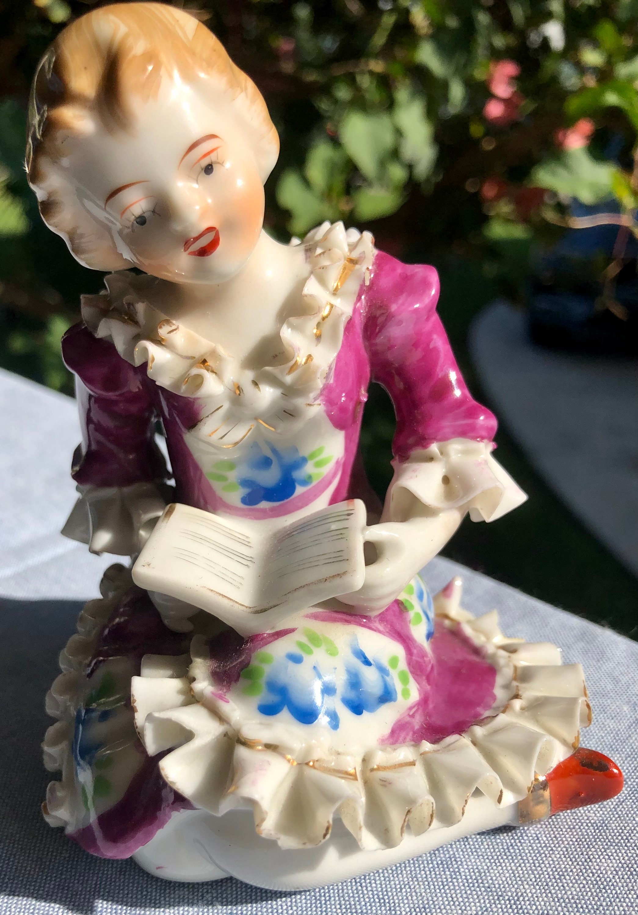 Betson China Figurine Vintage Antique Girl in Pink Dress W/flower ...
