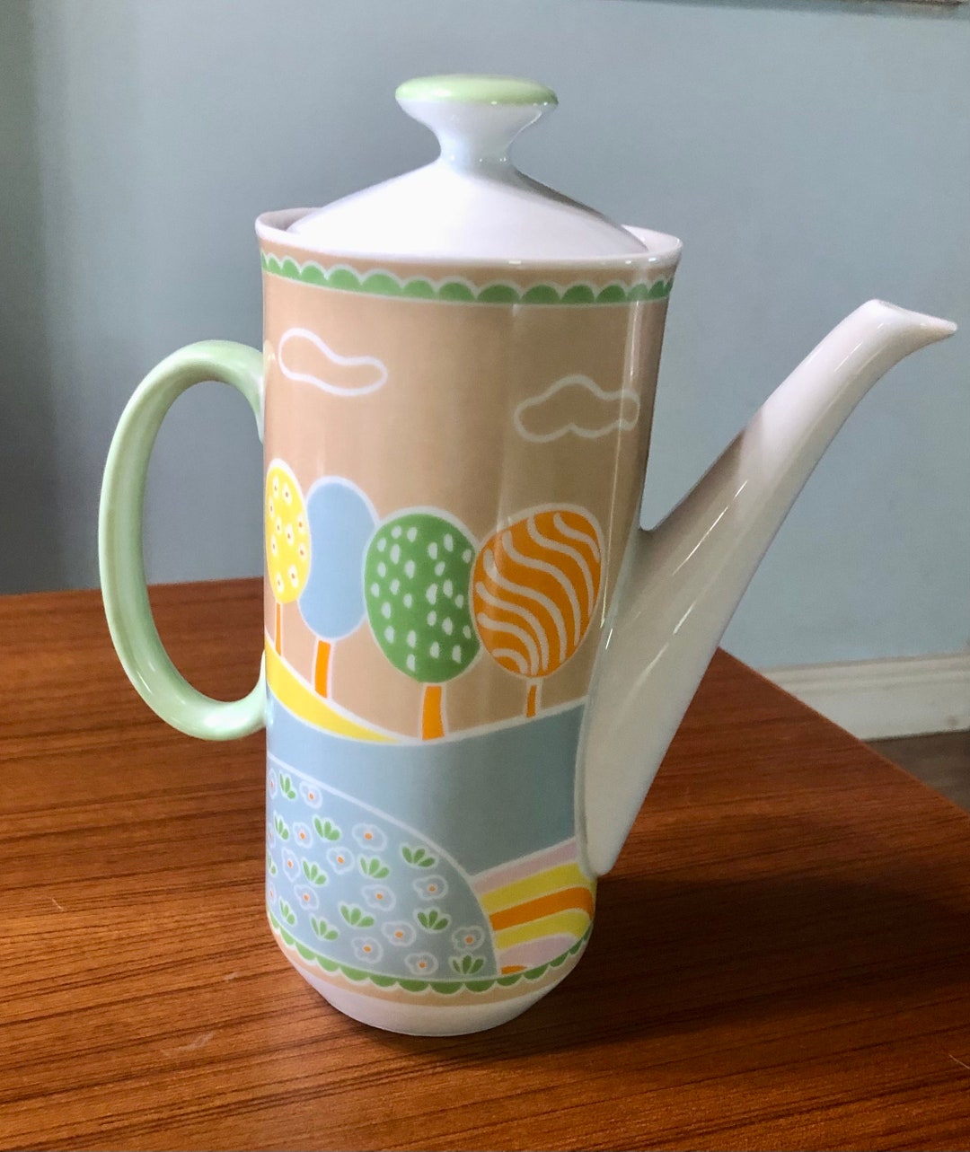 The Little Farm by Shafford Bone China Coffee Pot Patchwork Pastel Farm ...