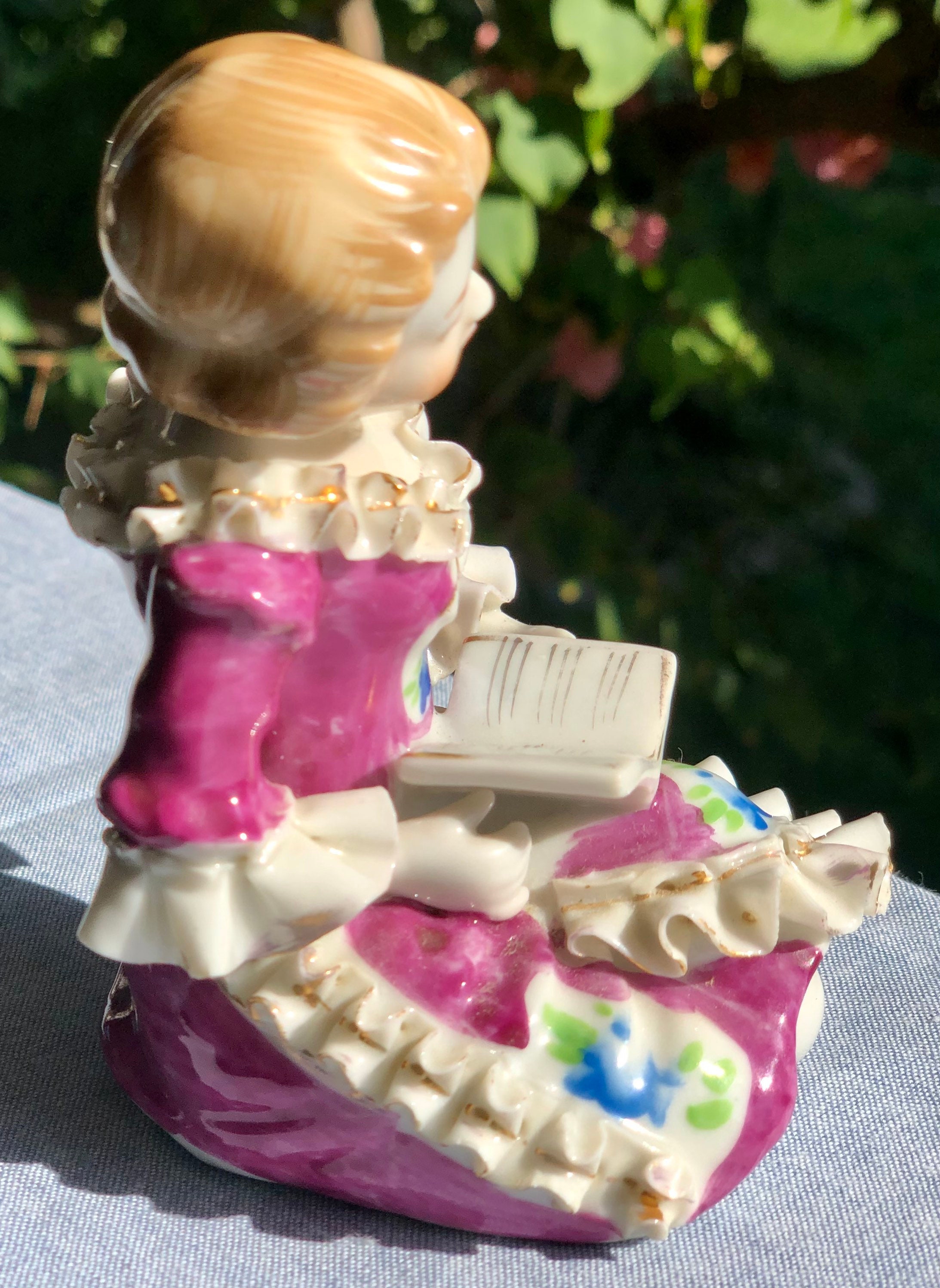 Betson China Figurine Vintage Antique Girl in Pink Dress W/flower ...