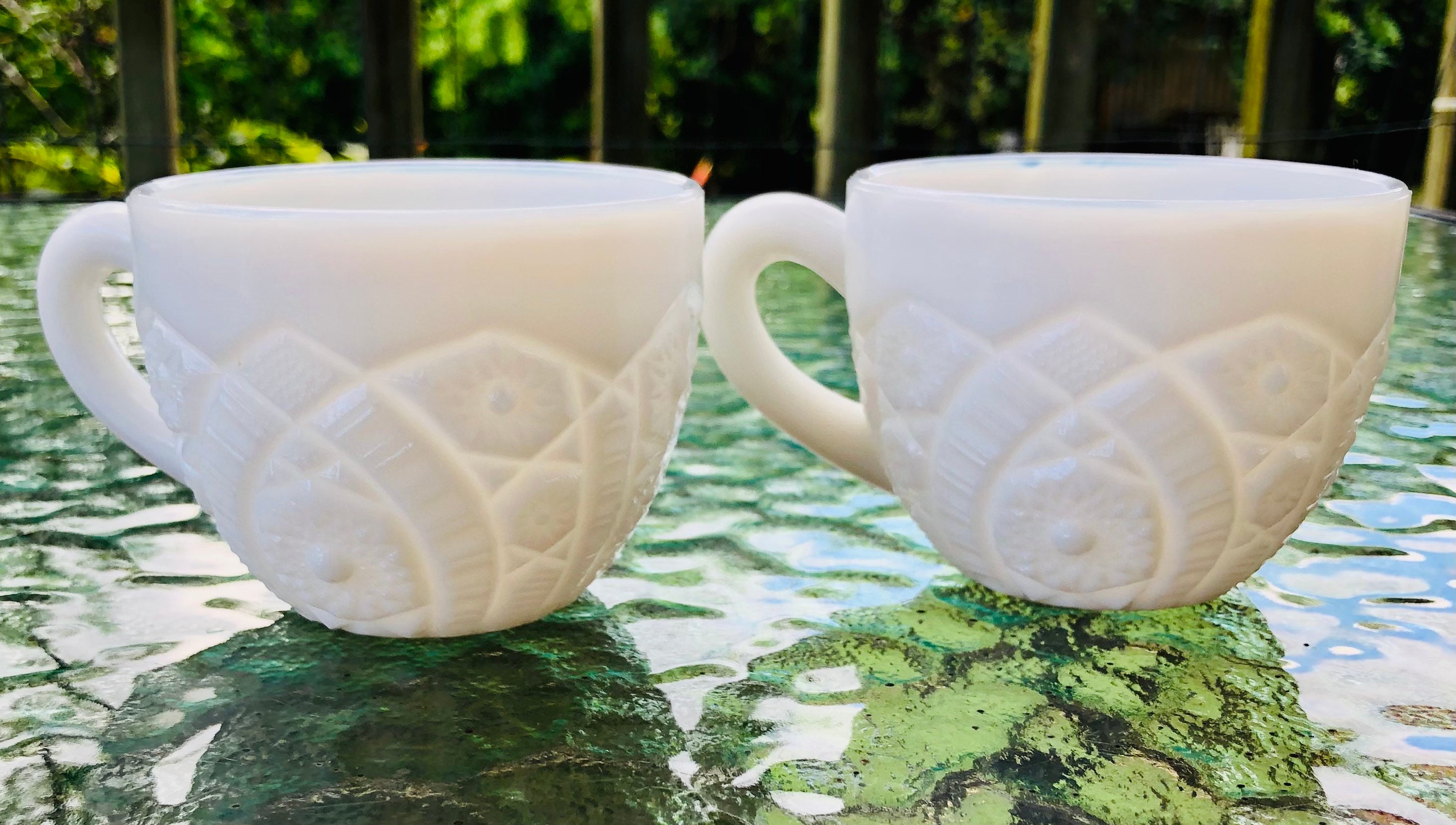 Mckee Concord Pressed Glass Milk Glass Punch Cups Set of 2 Child Size ...