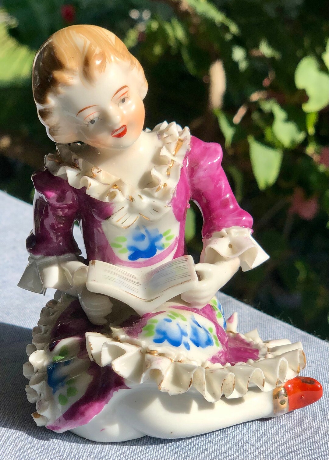 Betson China Figurine Vintage Antique Girl in Pink Dress W/flower ...