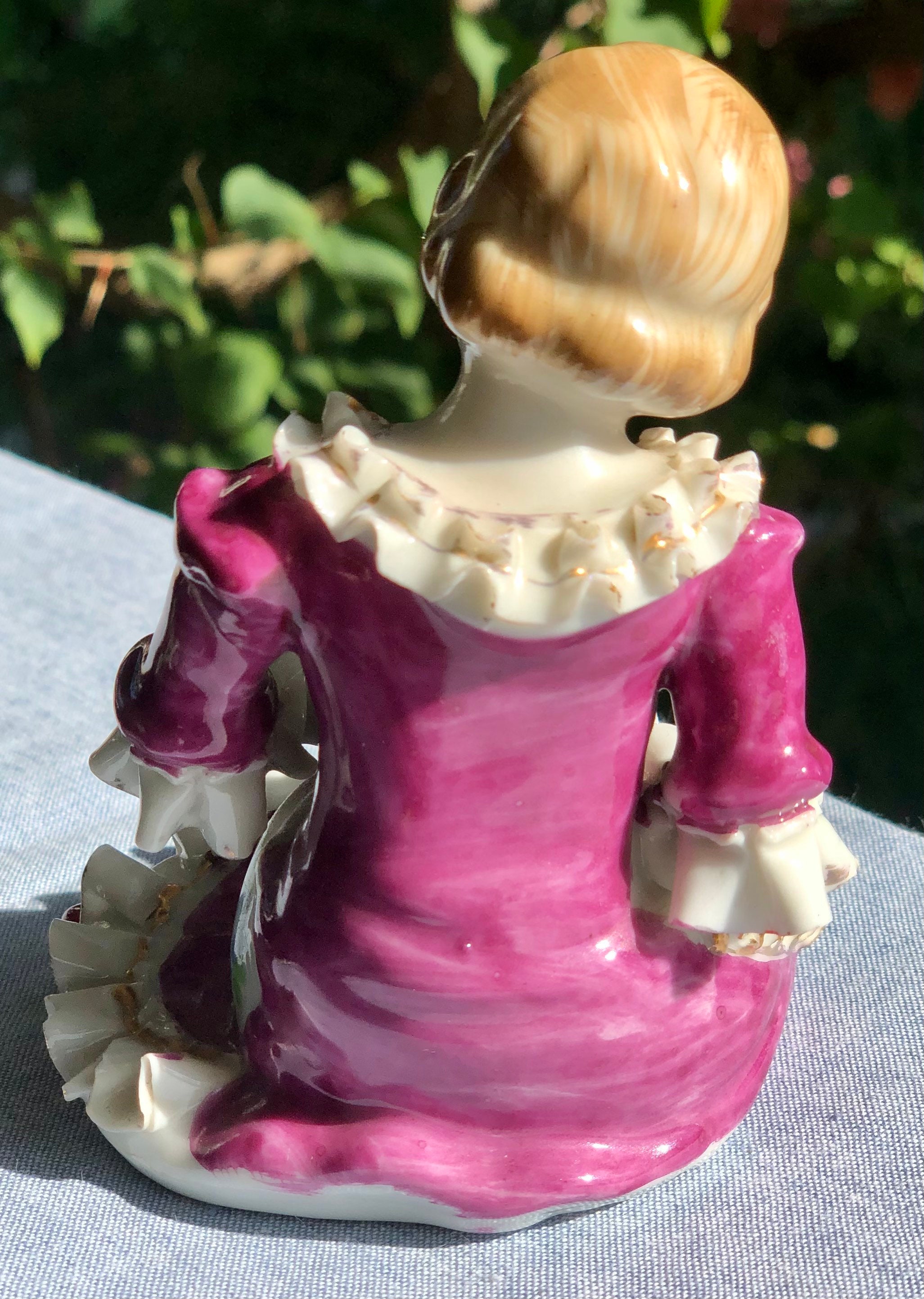 Betson China Figurine Vintage Antique Girl in Pink Dress W/flower ...