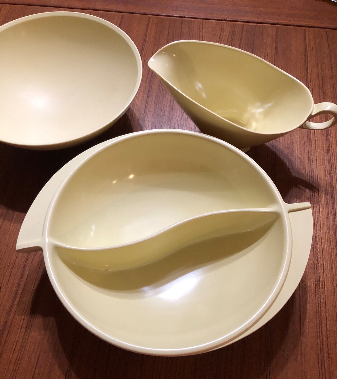 Mid Century MCM Boonton Ware Melamine Melmac Yellow Divided Serving ...