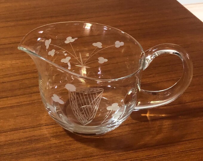 Duiske Irish Glass Crystal Aine Harp Shamrock Large Creamer Pitcher ...