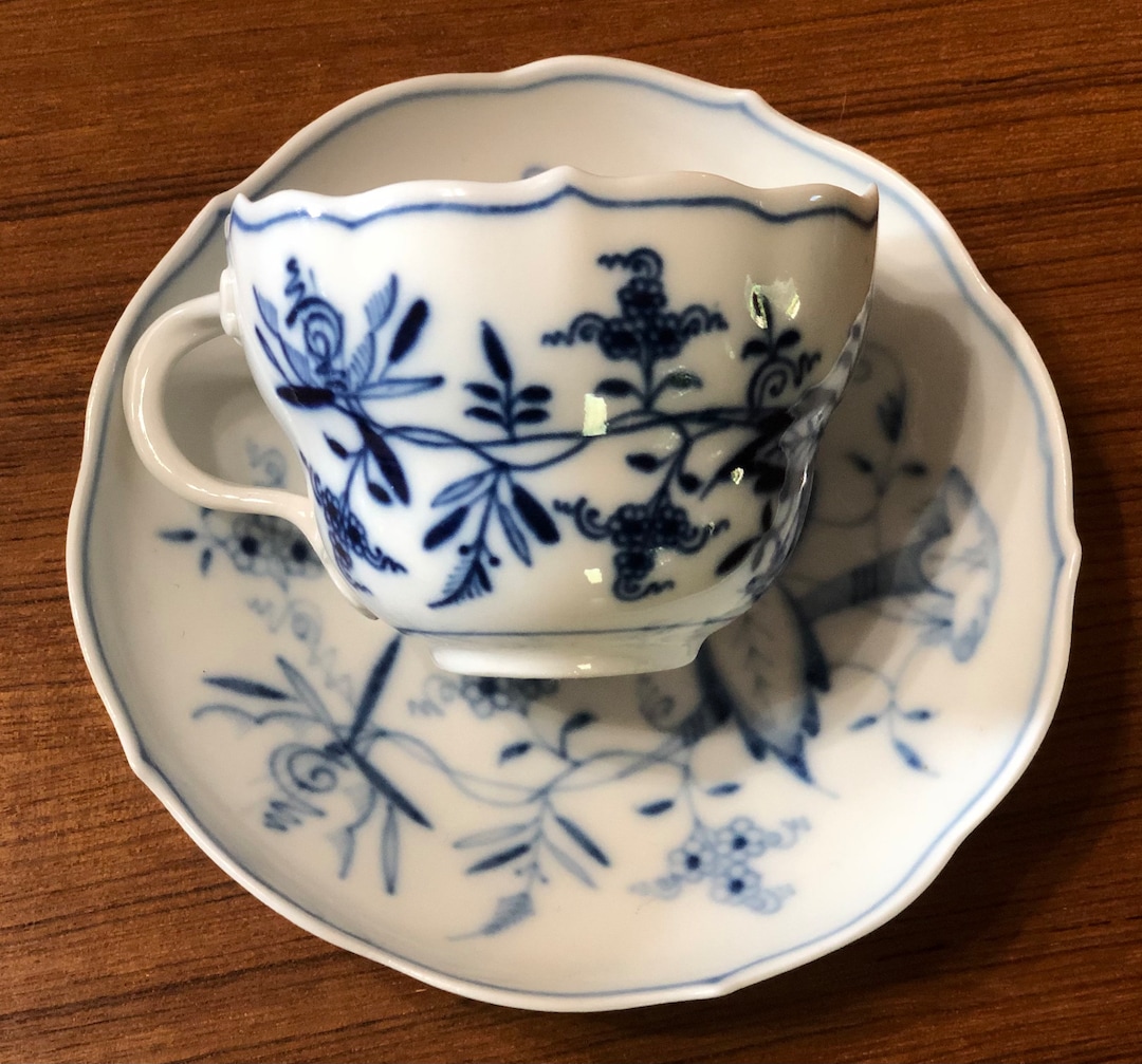 Vintage Meissen Blue Onion Porcelain Tea Set, Vintage Meissen Crossed ...