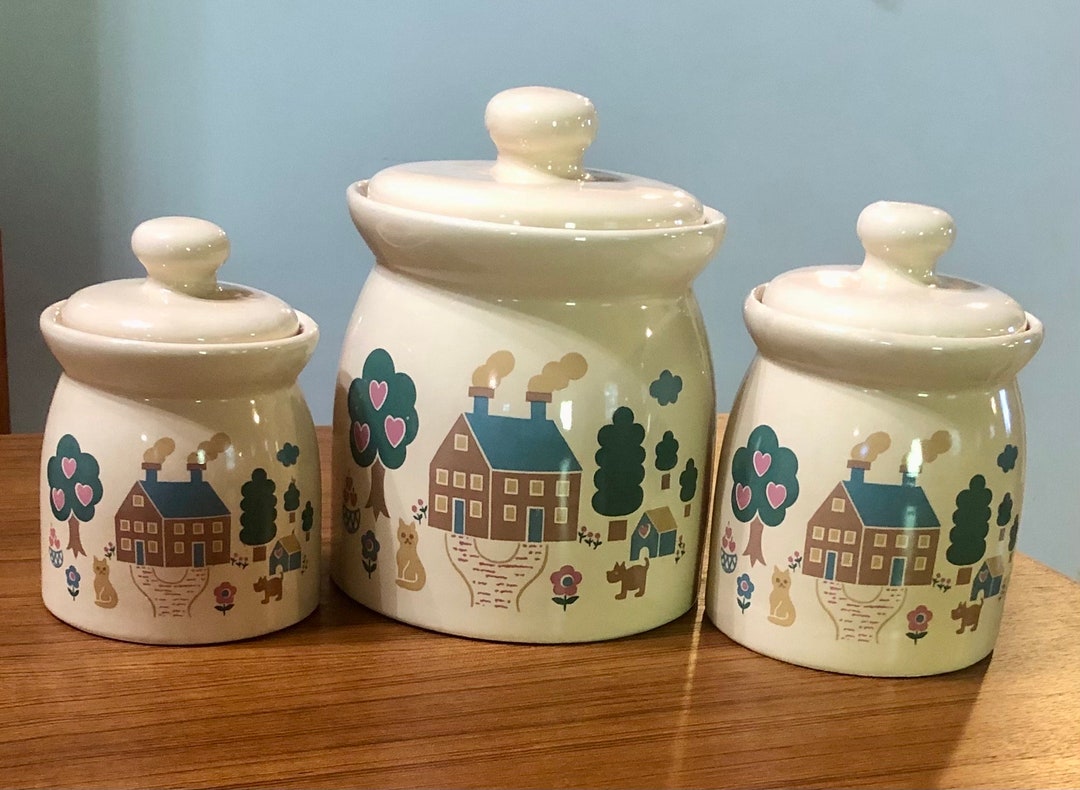 Cottagecore Canisters Welcome to My Home Country Cottage Apple Farm Dog ...