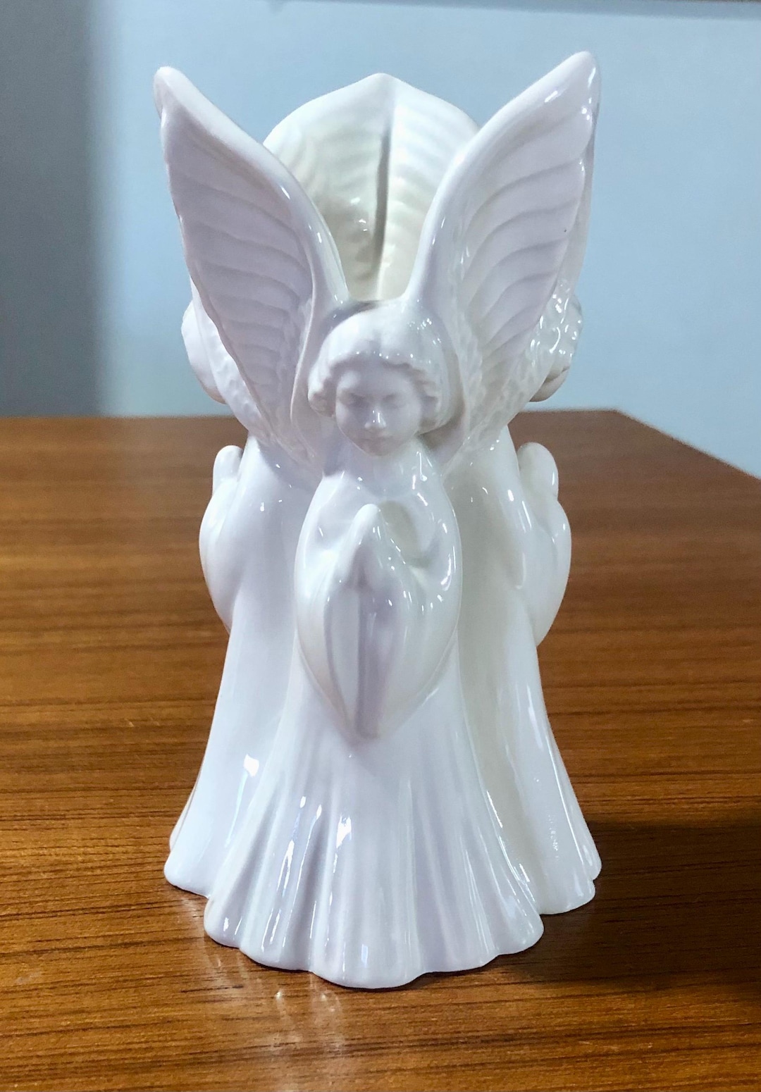 Fitz and Floyd White Porcelain Praying Winged Angels Taper Candle ...