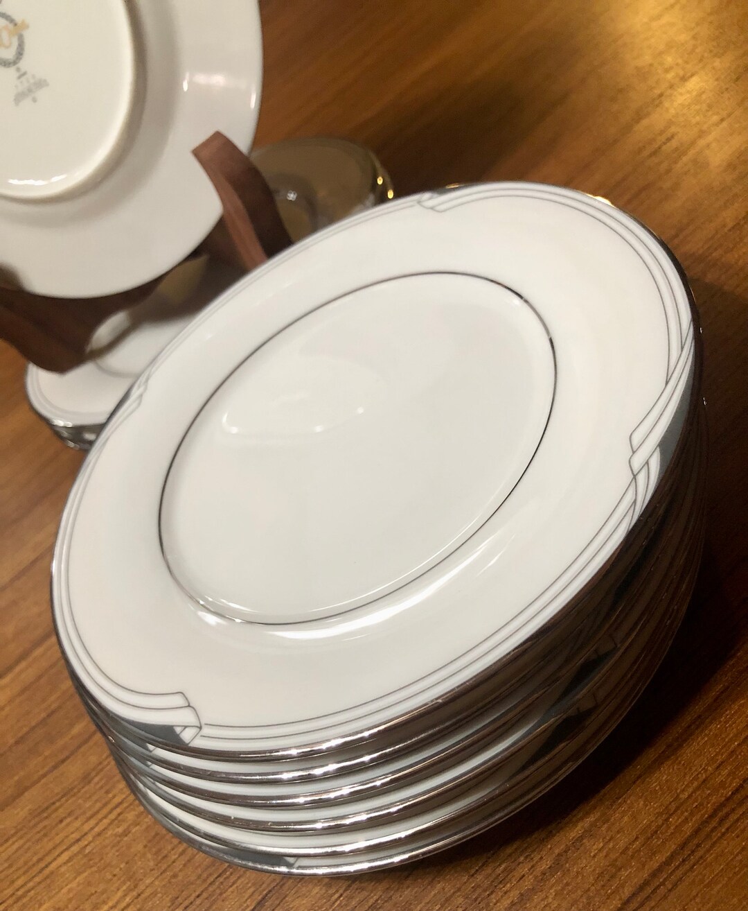 Noritake Sterling Cove 7720 China Gray White Geometric Design - Etsy