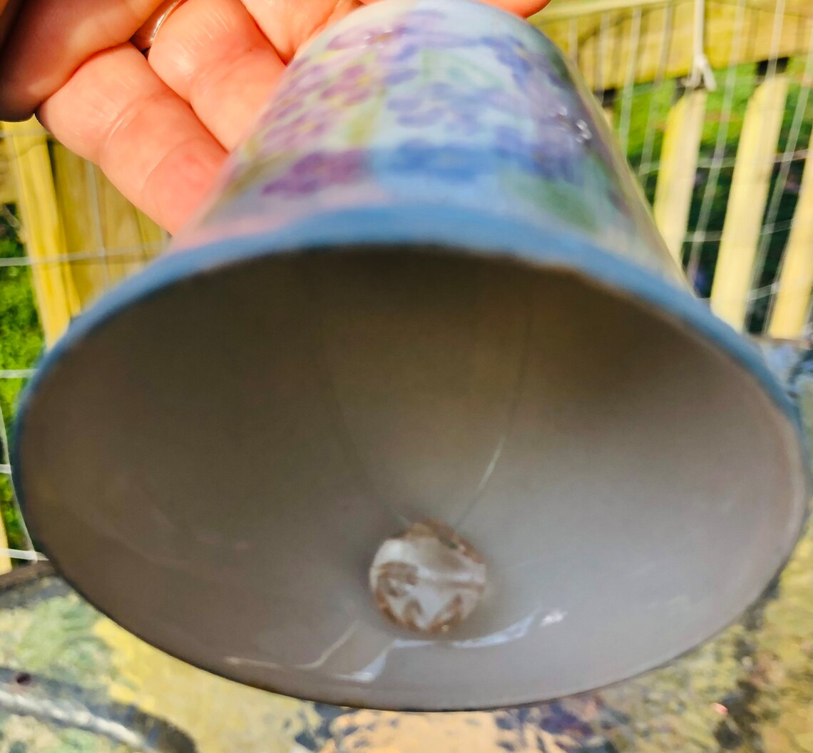 Porcelain Hand Painted Bell With Purple Violet Flowers and Gilt Gold ...