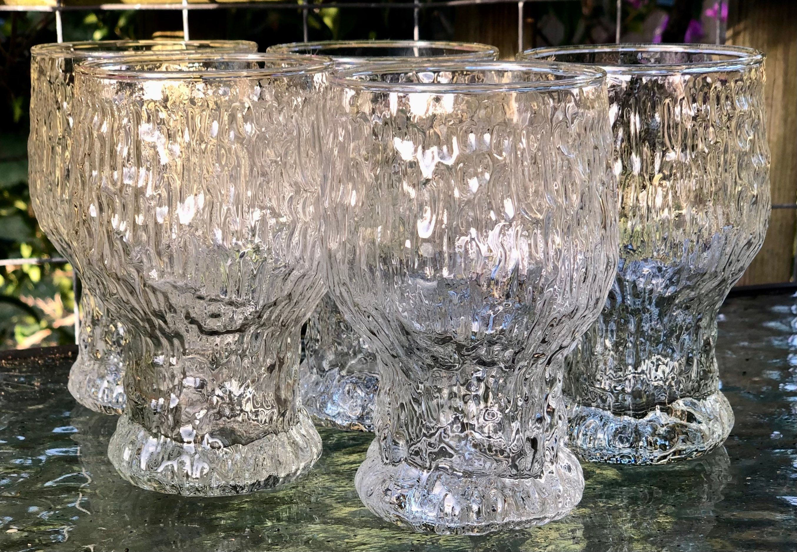 Ravenhead Siesta Bark Textured Clear Stackable Drinking Dessert Glass ...