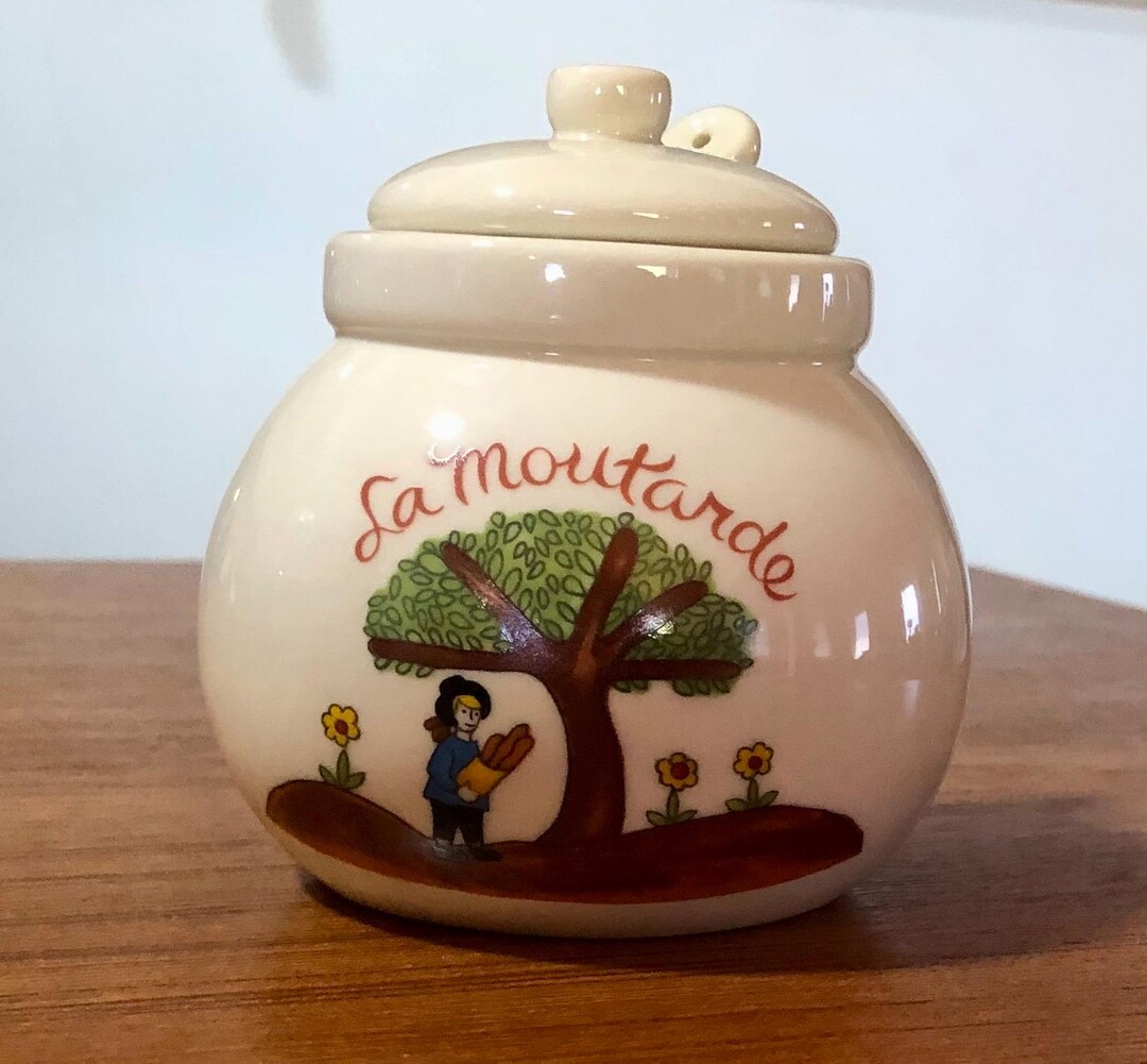 French Bistro Style La Moutarde Mustard Condiment Jar With Lid and ...