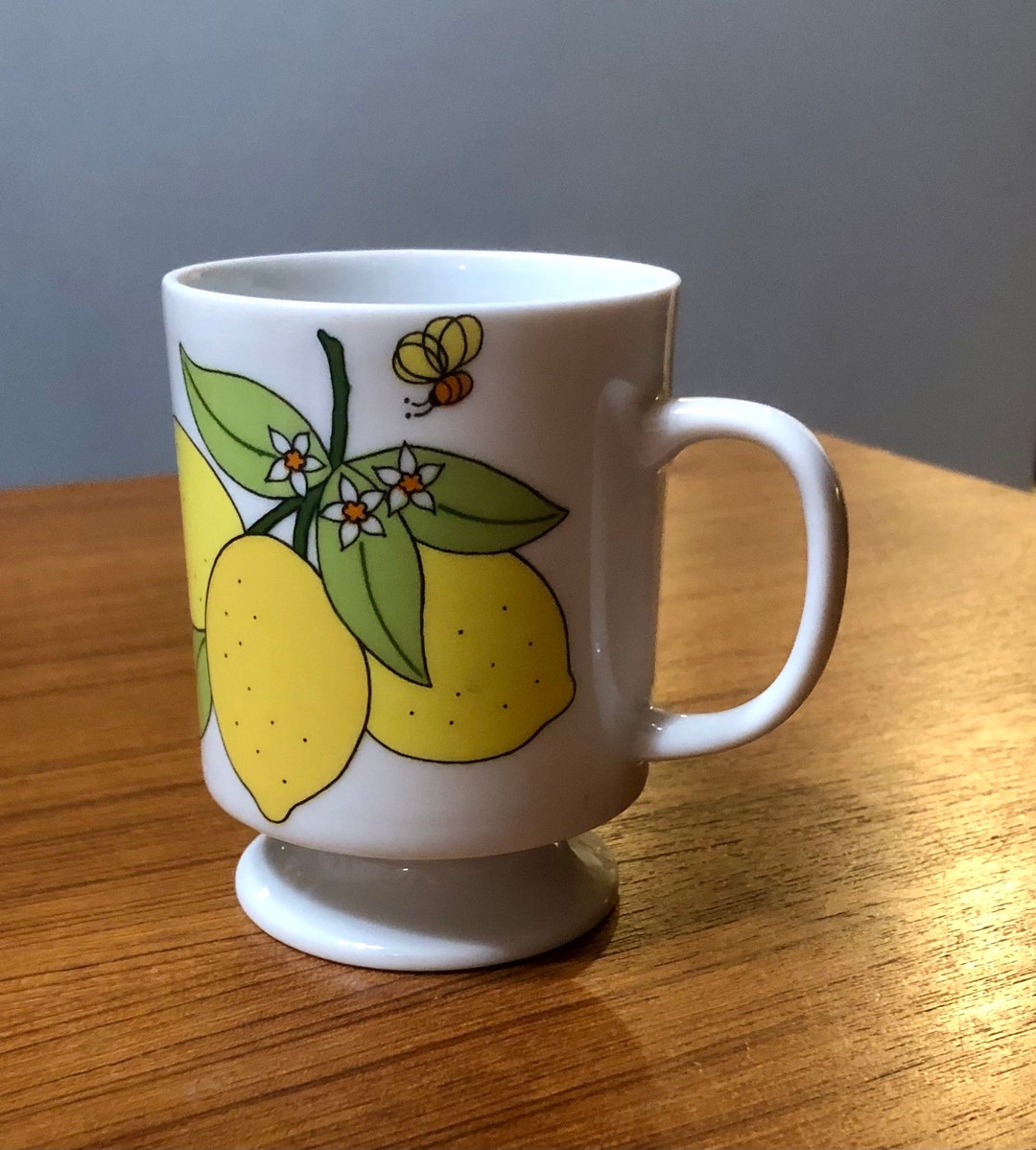 Lorrie Design Lemon Pattern Footed Coffee Tea Mug Lemon Tree Flower ...