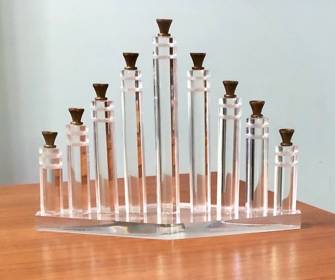 Contemporary Modern Clear Lucite Acrylic Menorah Chanukah Hanukkah ...