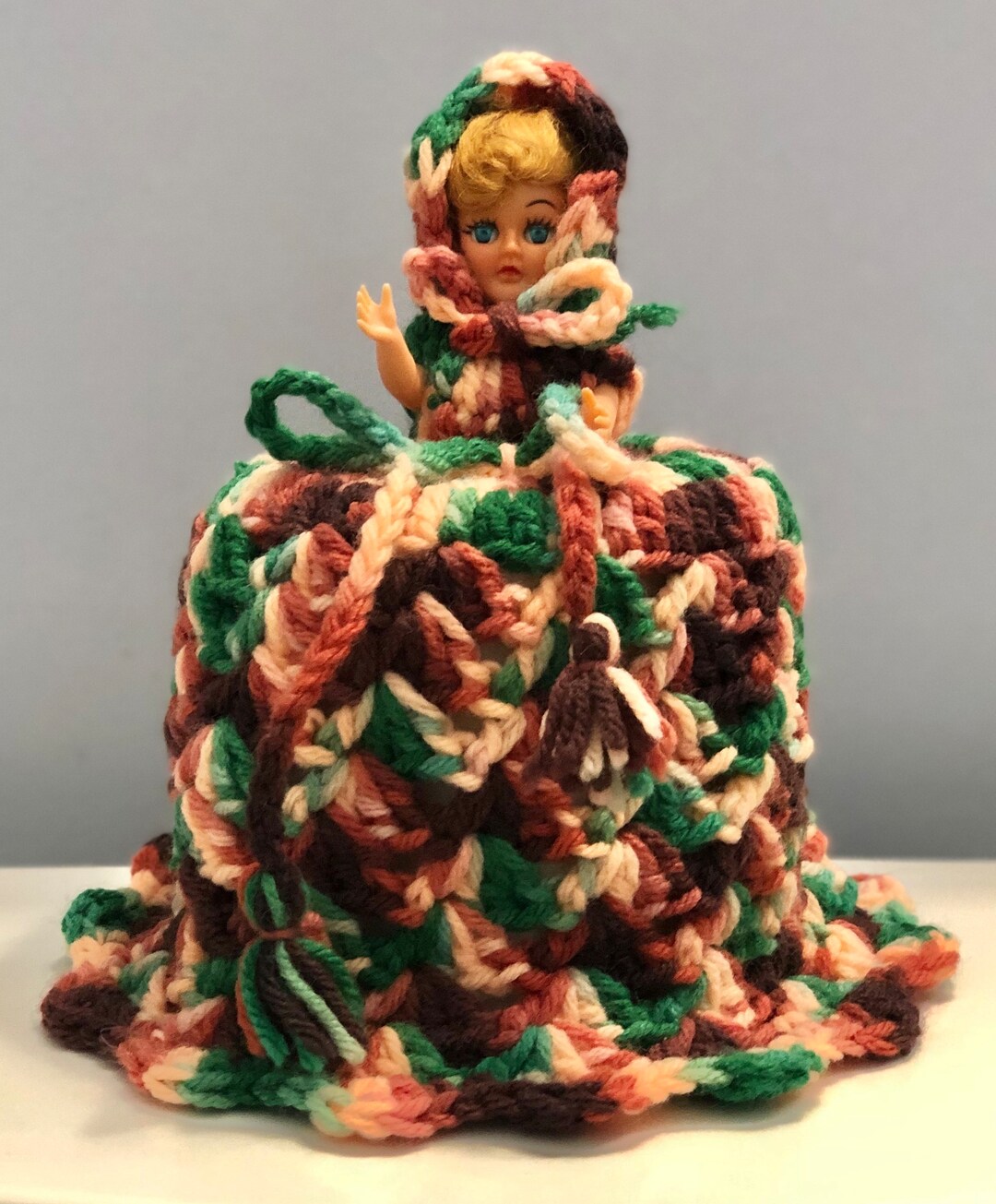 Doll Dolly 1960s Toilet Paper Roll Cover With Hand Crochet Dress and ...