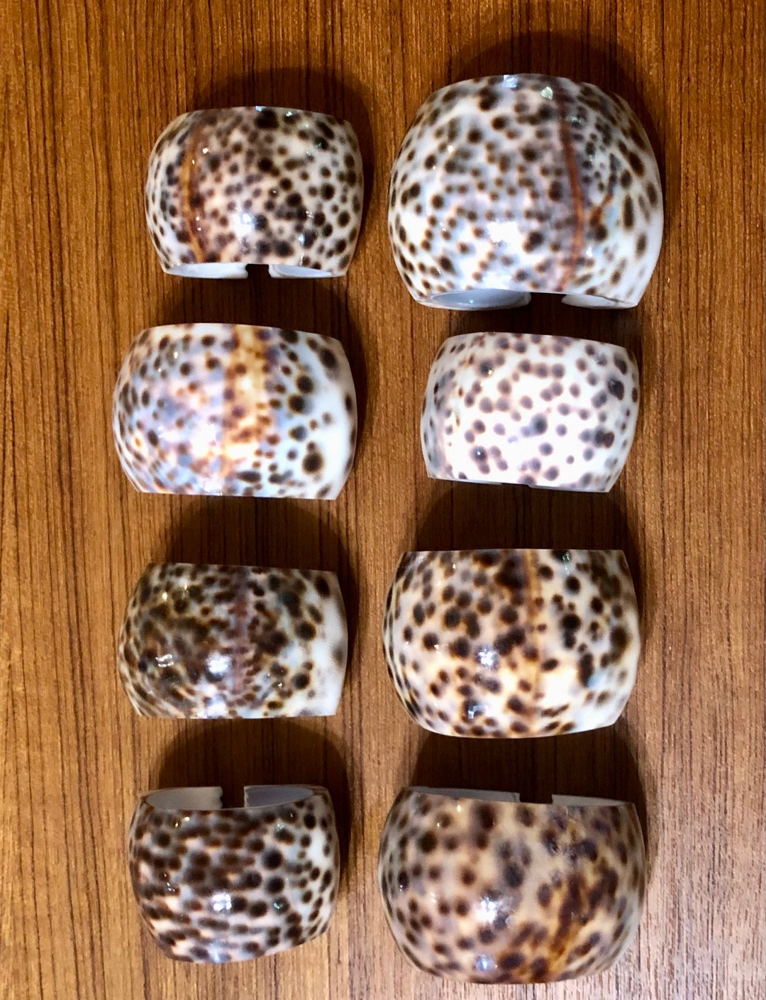 Leopard Cowrie Seashell Vintage Napkin Rings Table Decor Beach House ...