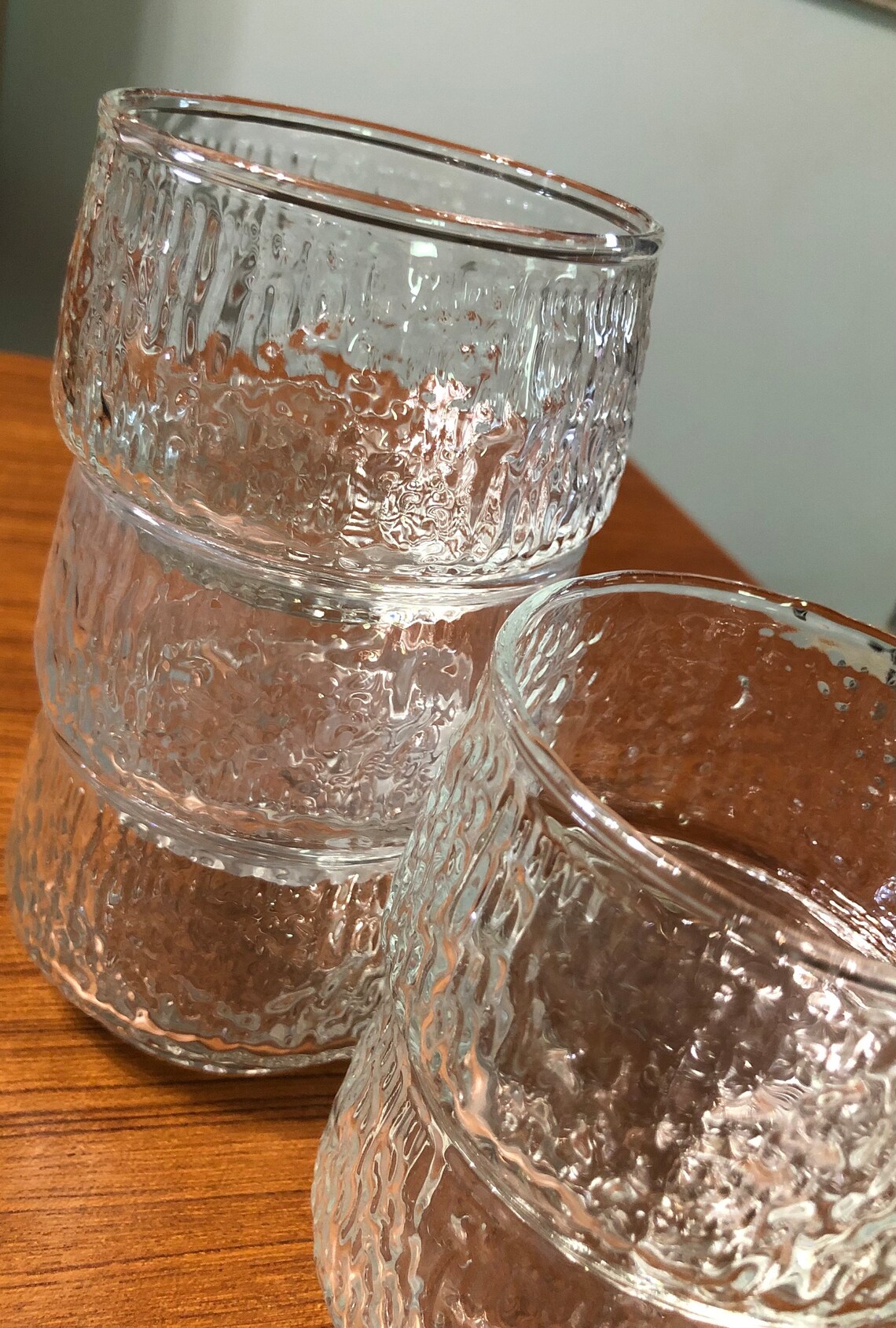 Ravenhead Siesta Bark Textured Clear Stackable Drinking Dessert Glass ...