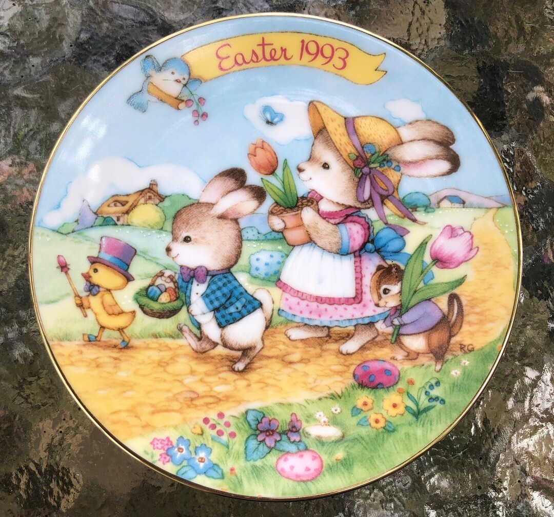 Avon Bunny Rabbit 1993 Easter Parade Collectible Plate Decor Porcelain ...