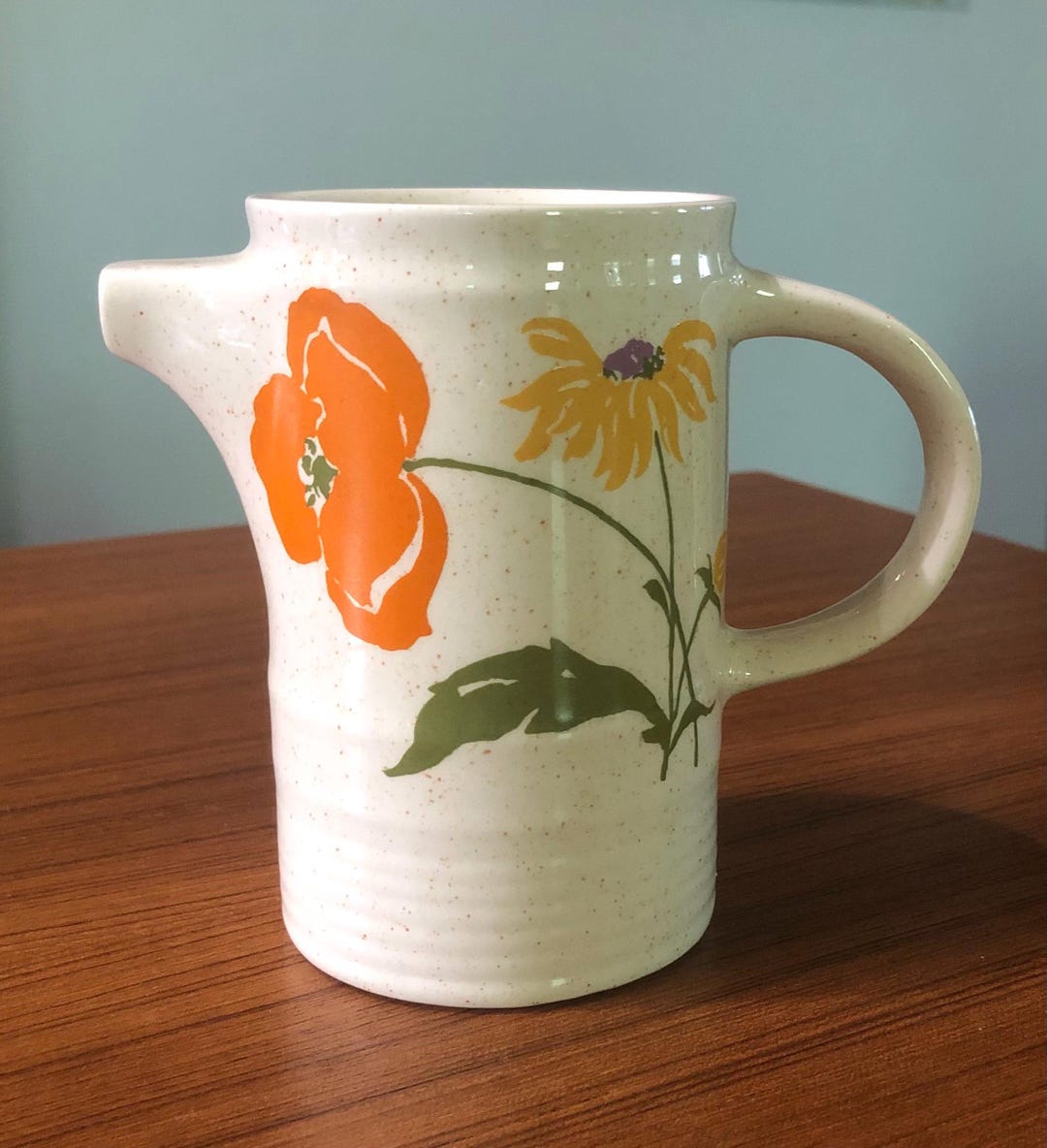 Brendan Erin Stone Vintage Irish Creamer Syrup Pitcher W/orange Poppy ...