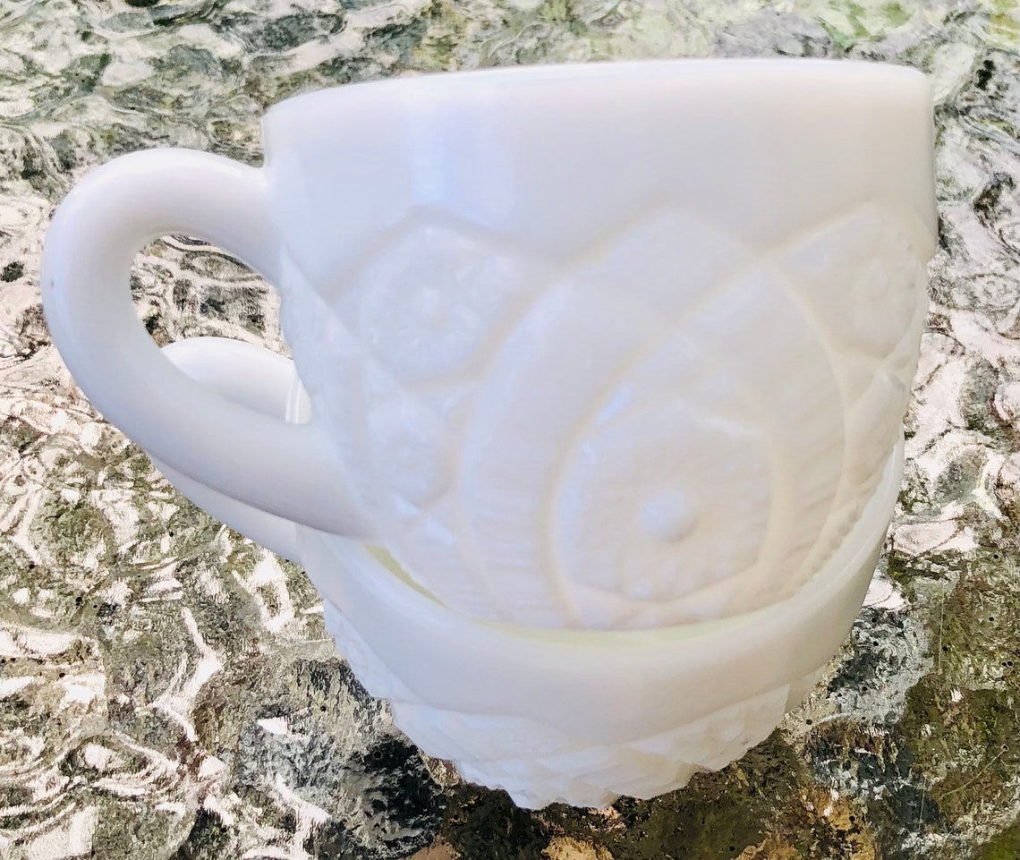 Mckee Concord Pressed Glass Milk Glass Punch Cups Set of 2 Child Size ...