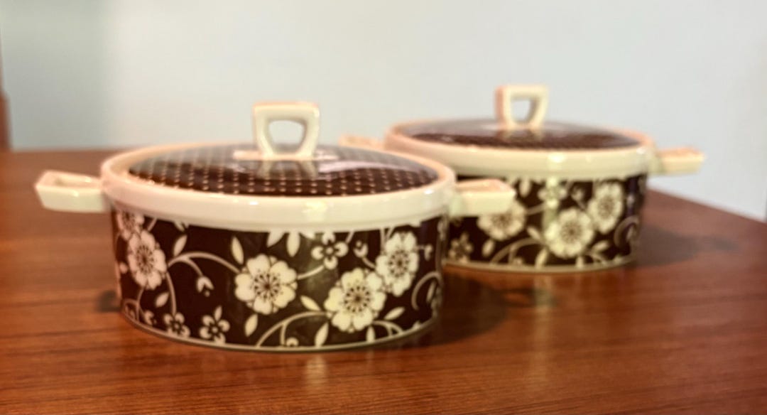 Shafford Calicot Cocotte Small Lidded Casserole Ramekins Chintz Floral ...