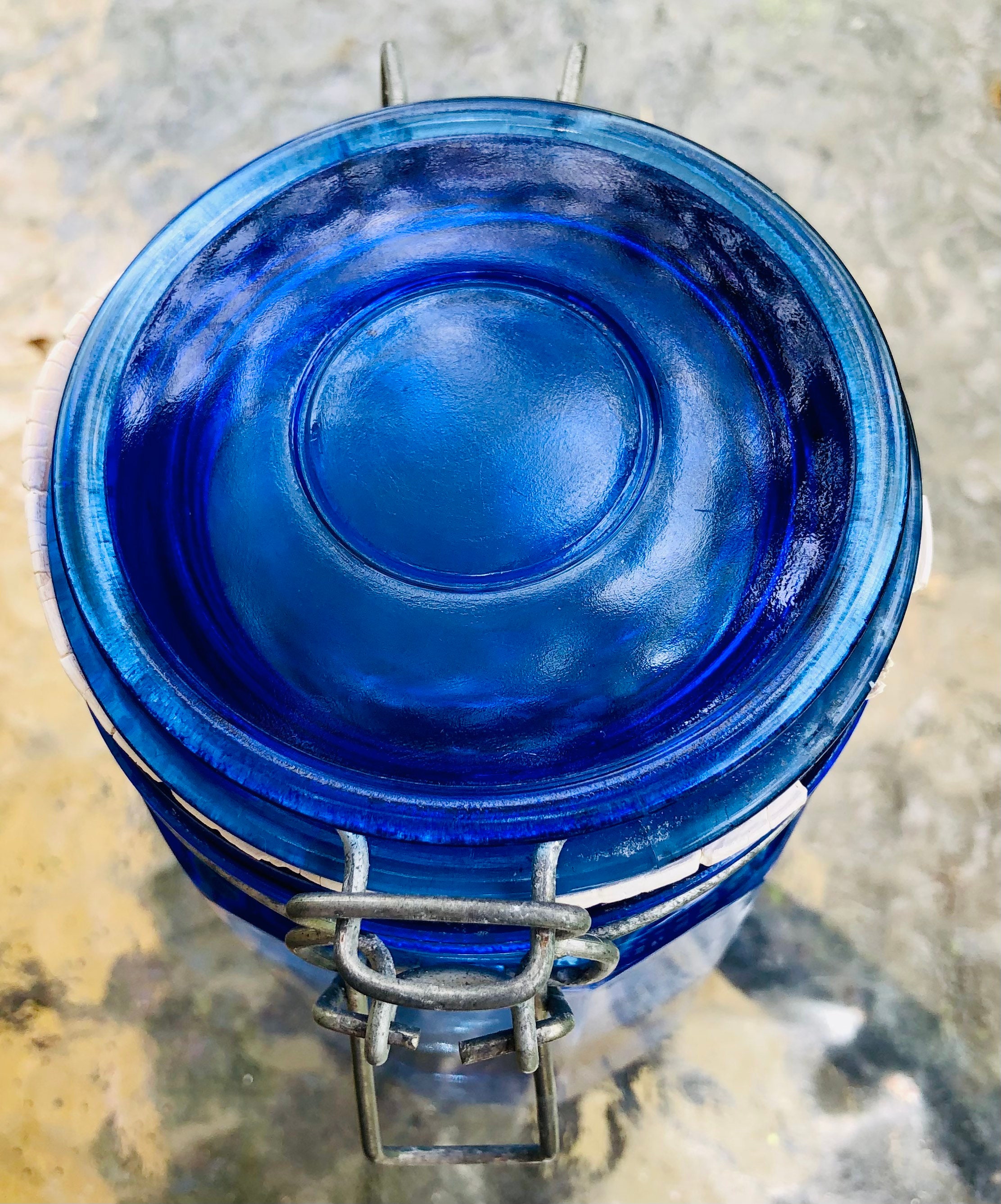 Cobalt Blue Wire Bale Closure Paneled Glass Kitchen Canister Farmhouse ...