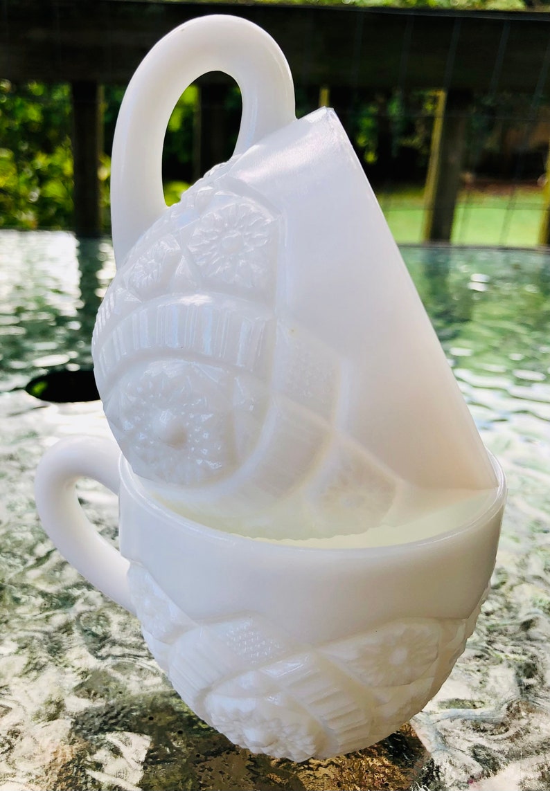 Mckee Concord Pressed Glass Milk Glass Punch Cups Set Of 2 Etsy
