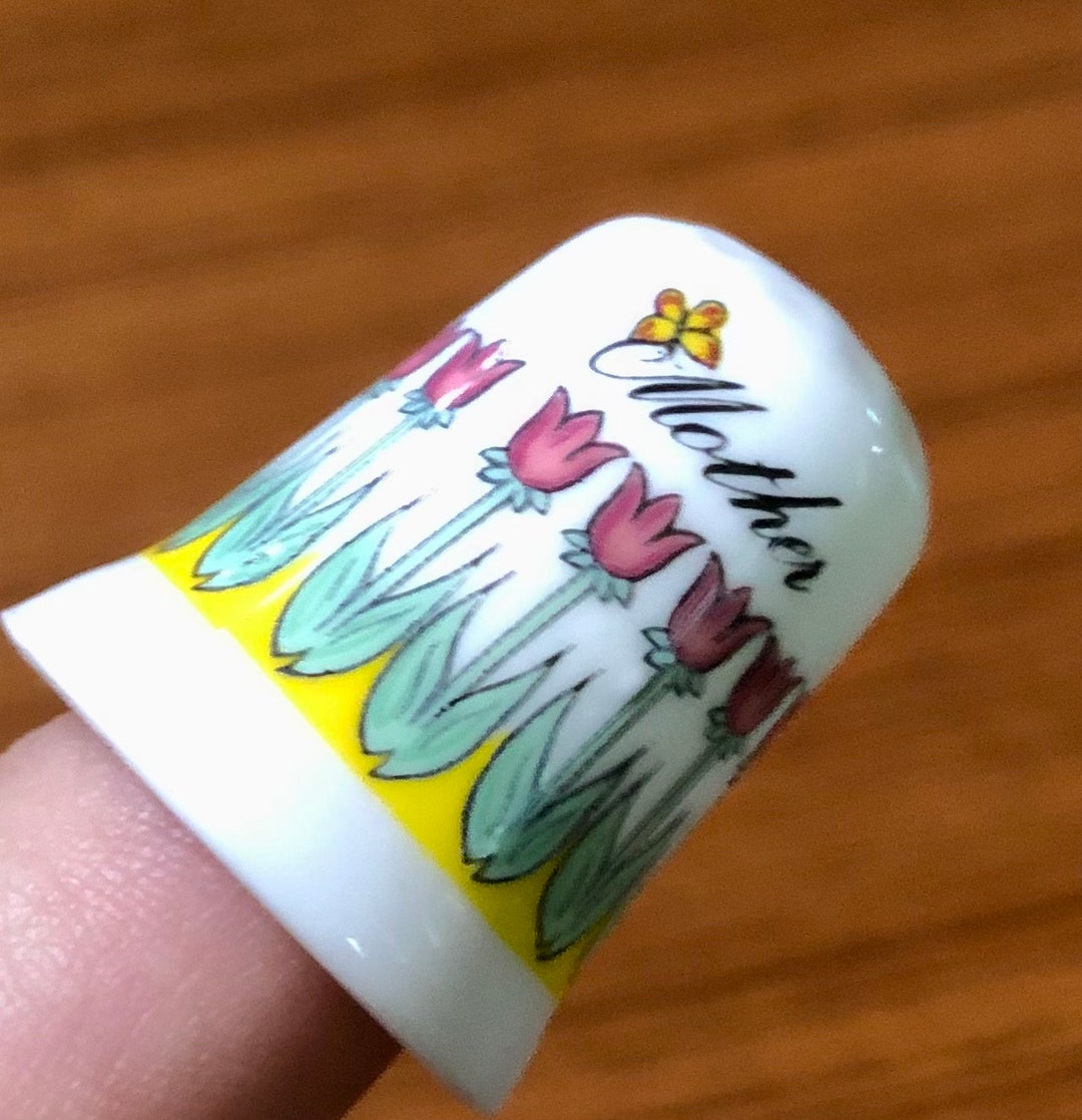 Schmid Collectible Thimble for Mother Pink Springtime Tulips Sewing ...