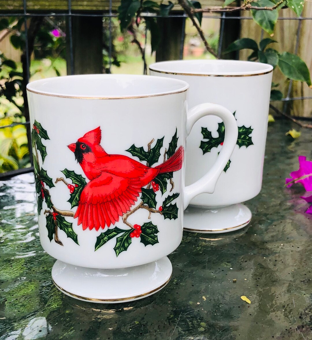 Lefton Holly Berry Red Cardinal Bird Christmas Holiday Coffee - Etsy