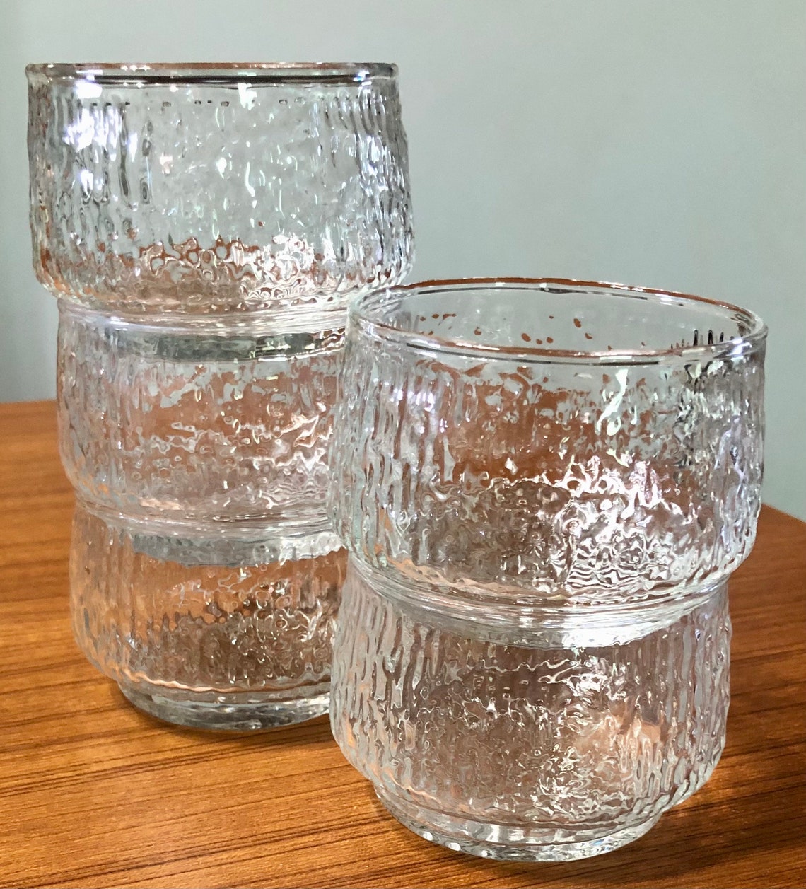 Ravenhead Siesta Bark Textured Clear Stackable Drinking Dessert Glass ...