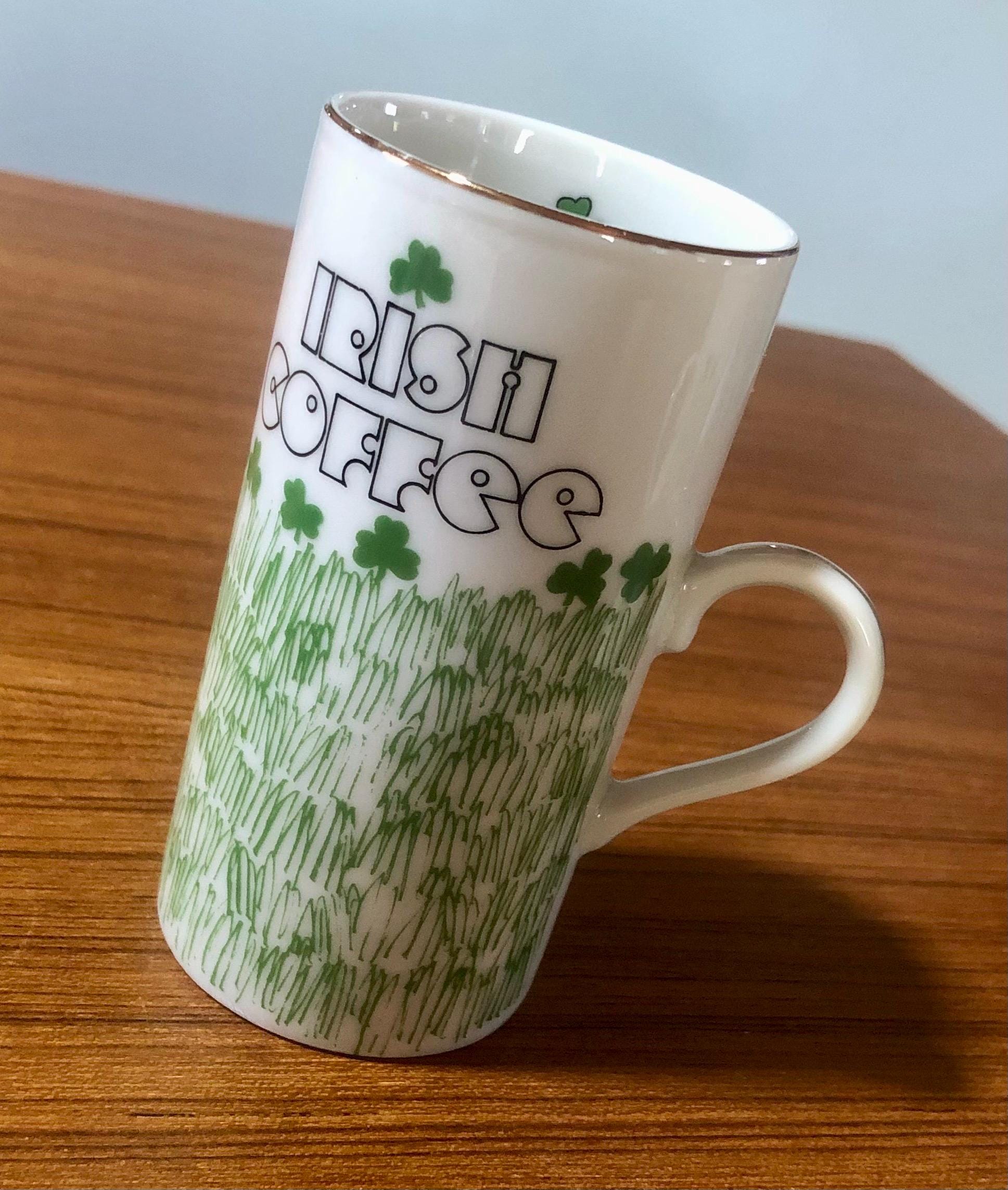 Irish Coffee Cups Lucky Leaf Clover Small Espresso Cappuccino Mug Green ...