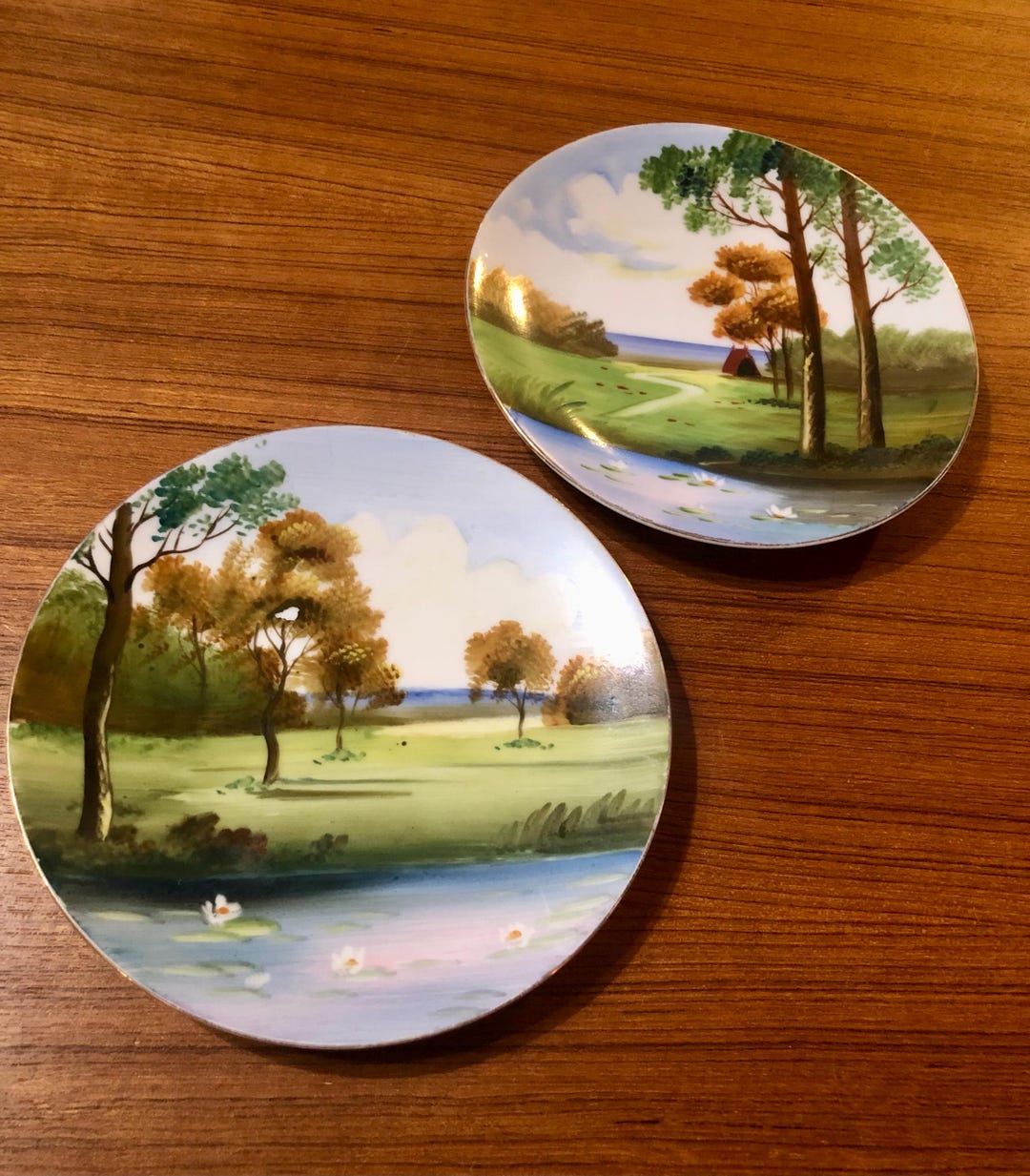 Funabashi STYLE Hand Painted Decorative Plate Landscape Scenes Sheep ...