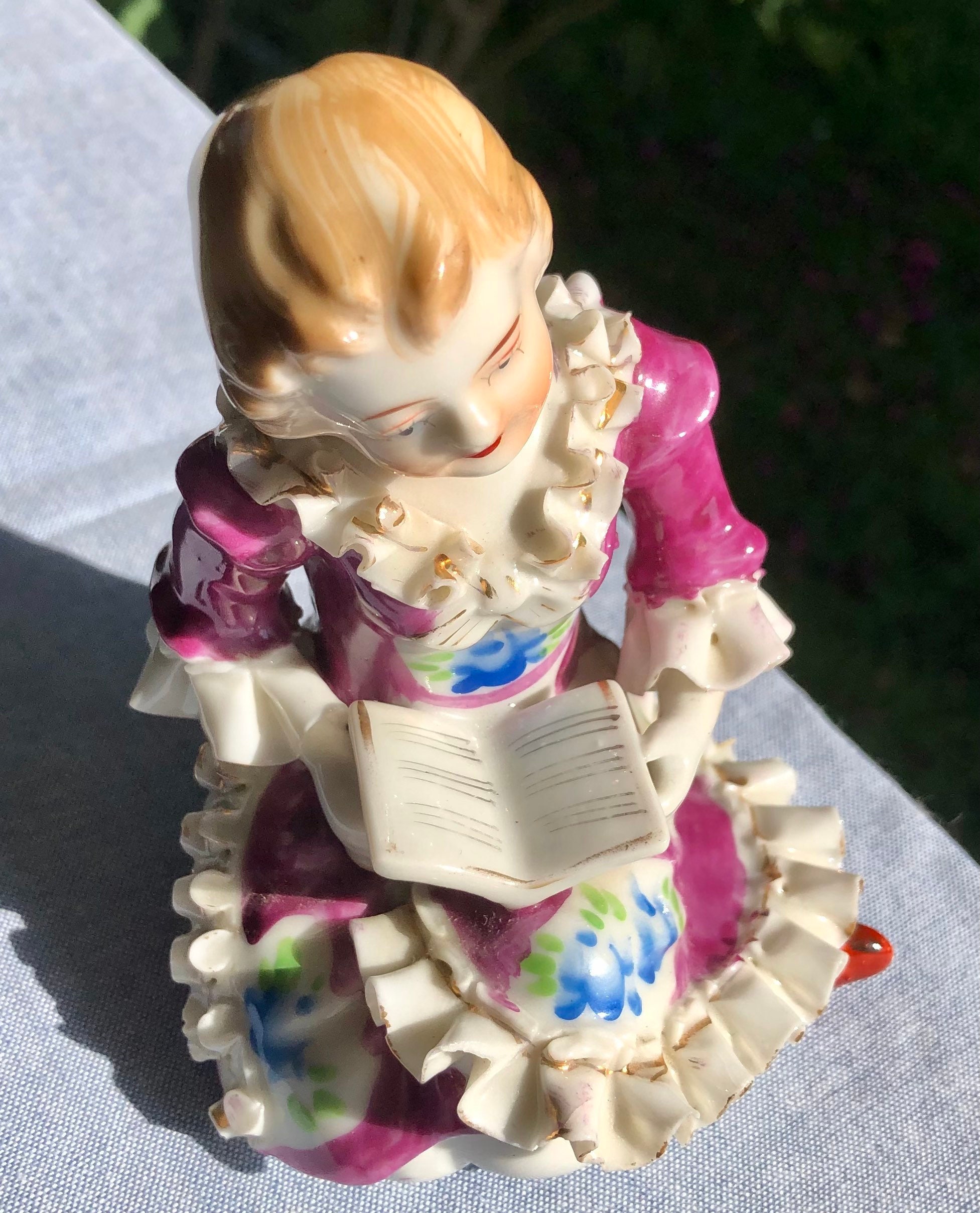 Betson China Figurine Vintage Antique Girl in Pink Dress W/flower ...