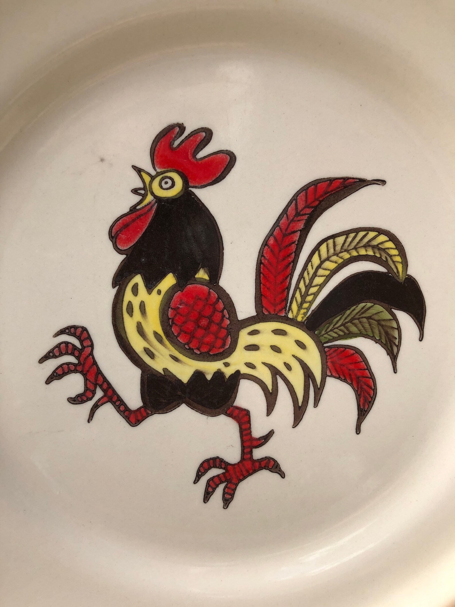 Farmhouse Country Poppytrail Red Rooster Hand Painted Pattern Metlox ...