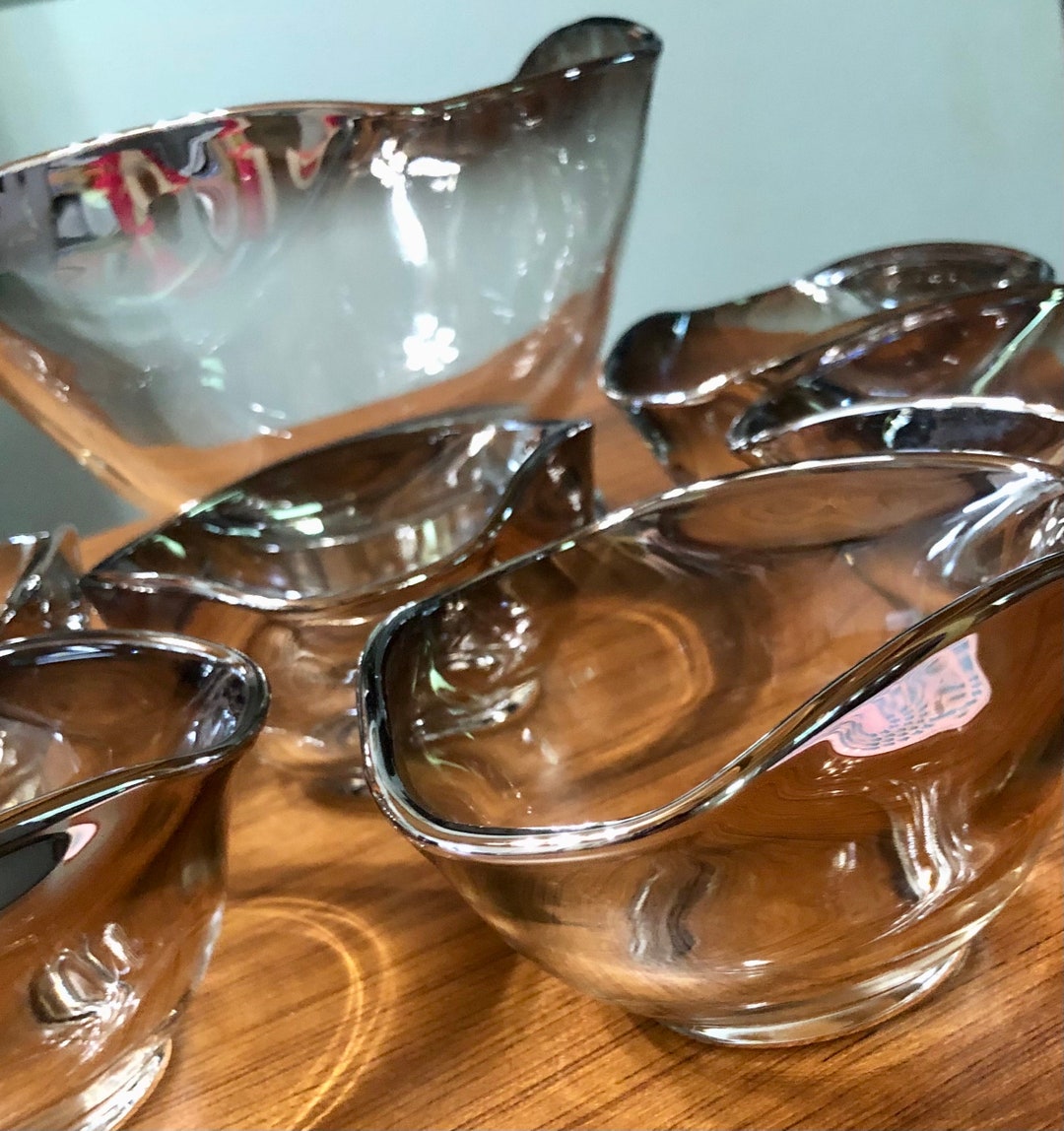 Mid Century MCM Dorothy Thorp Tri-cornered Silver Ombre/mercury Fade ...