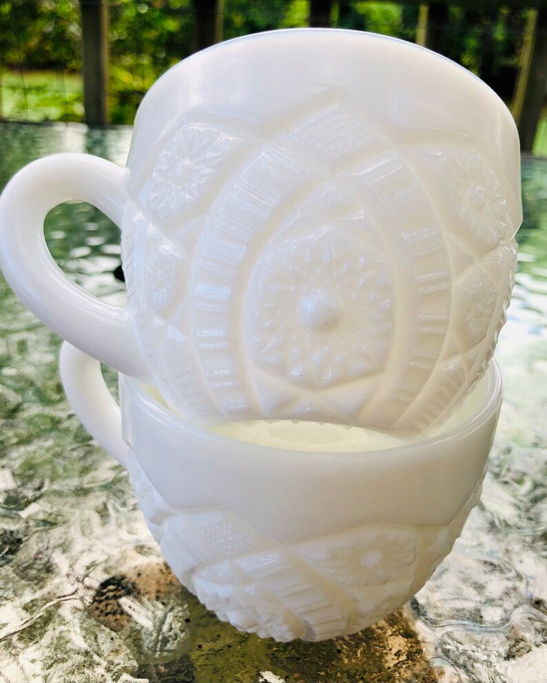 Mckee Concord Pressed Glass Milk Glass Punch Cups Set of 2 Child Size ...