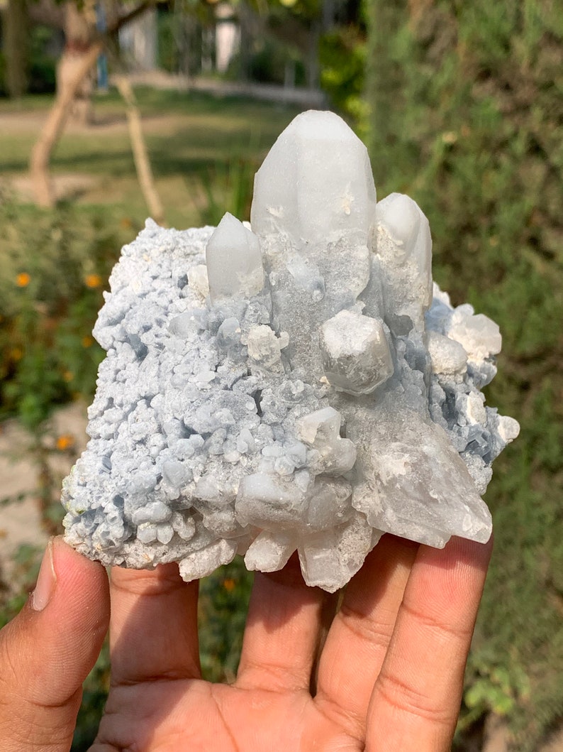 Blue Quartz & Milky Quartz Crystal Cluster, Afghanistan - Etsy
