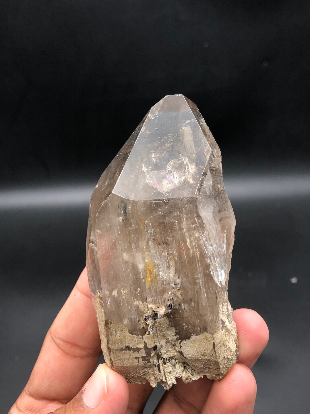 Lustrous Smokey Quartz Crystal With Muscovite & Iridescent / Rainbow ...